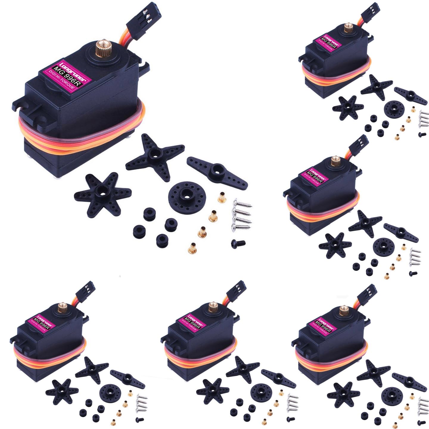 Amazon.com: 6 PCS MG996R Servo Motor,180° Metal Micro Gear Servo ...