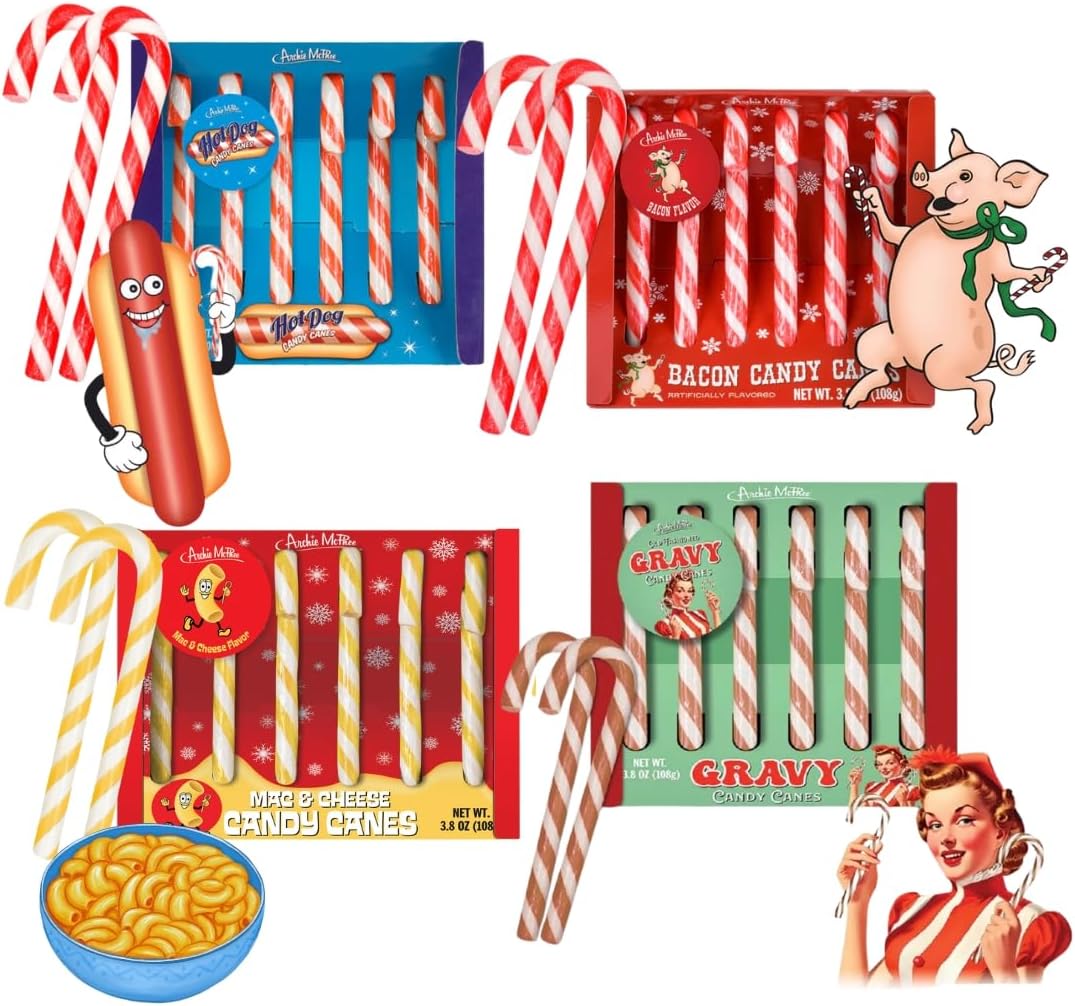 Amazon.com : Archie McPhee Candy Canes - Pickle, Hot Dog, Bacon and Mac ...