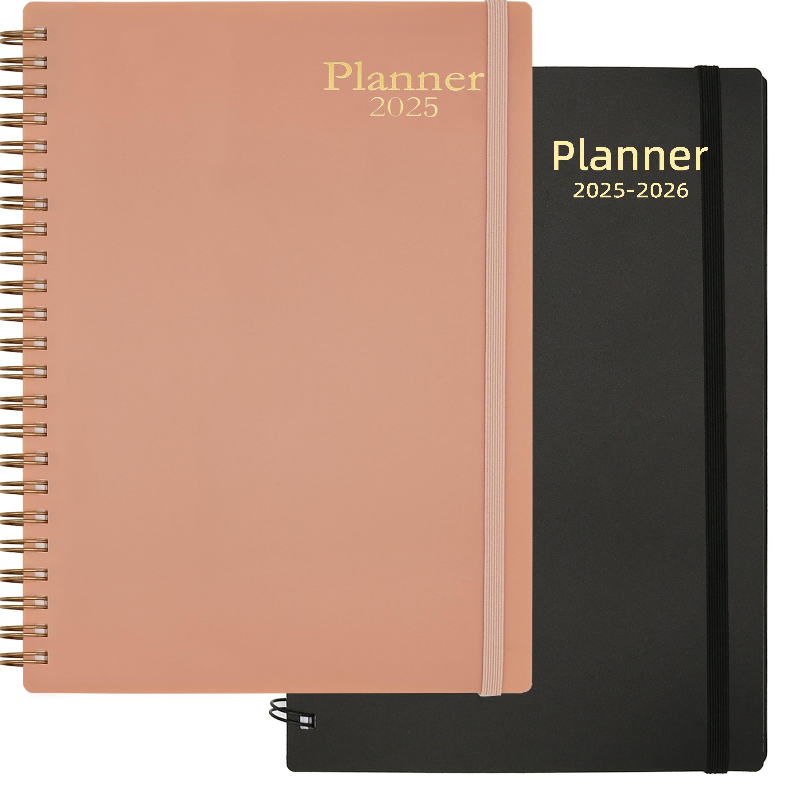 Amazon.com : Pink Daily Planner 2025 12 Months planner & Black Daily ...