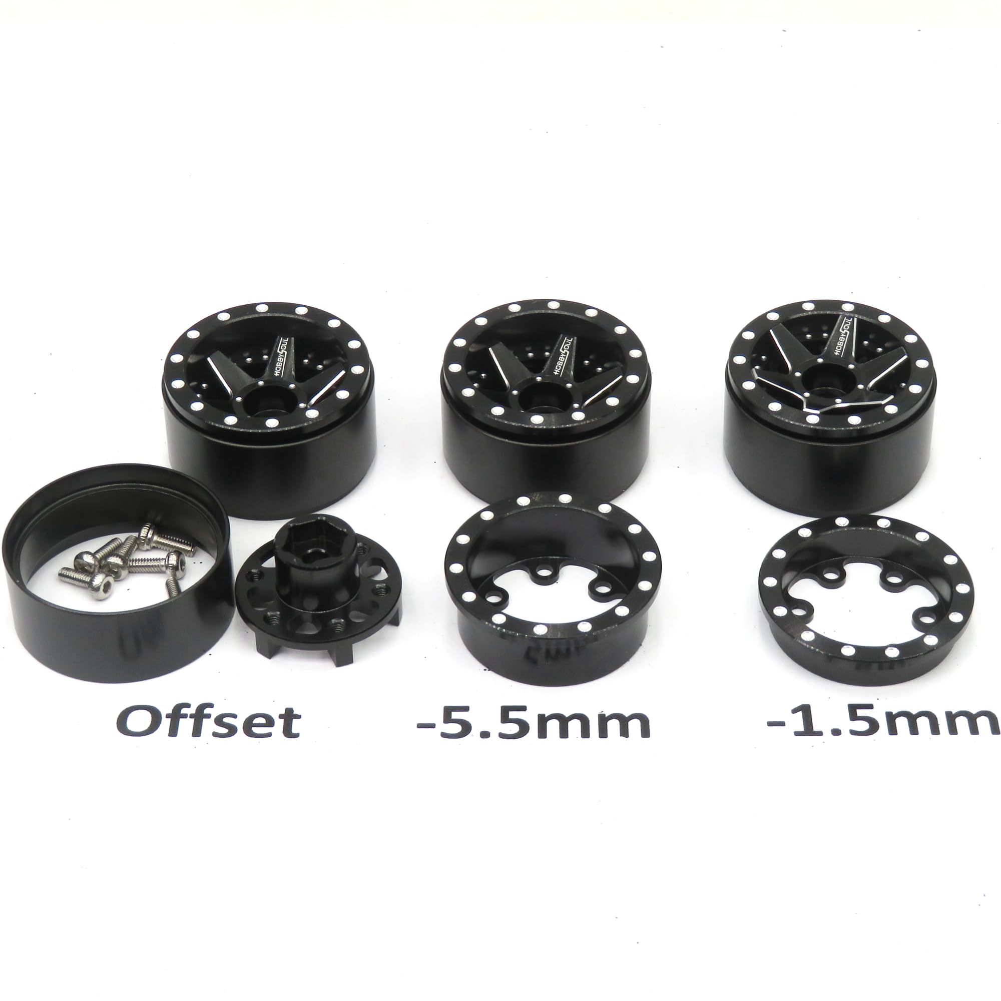 Snapklik.com : Hobbysoul Adjustable Offset 1.0 Beadlock Wheels Rims, RC ...