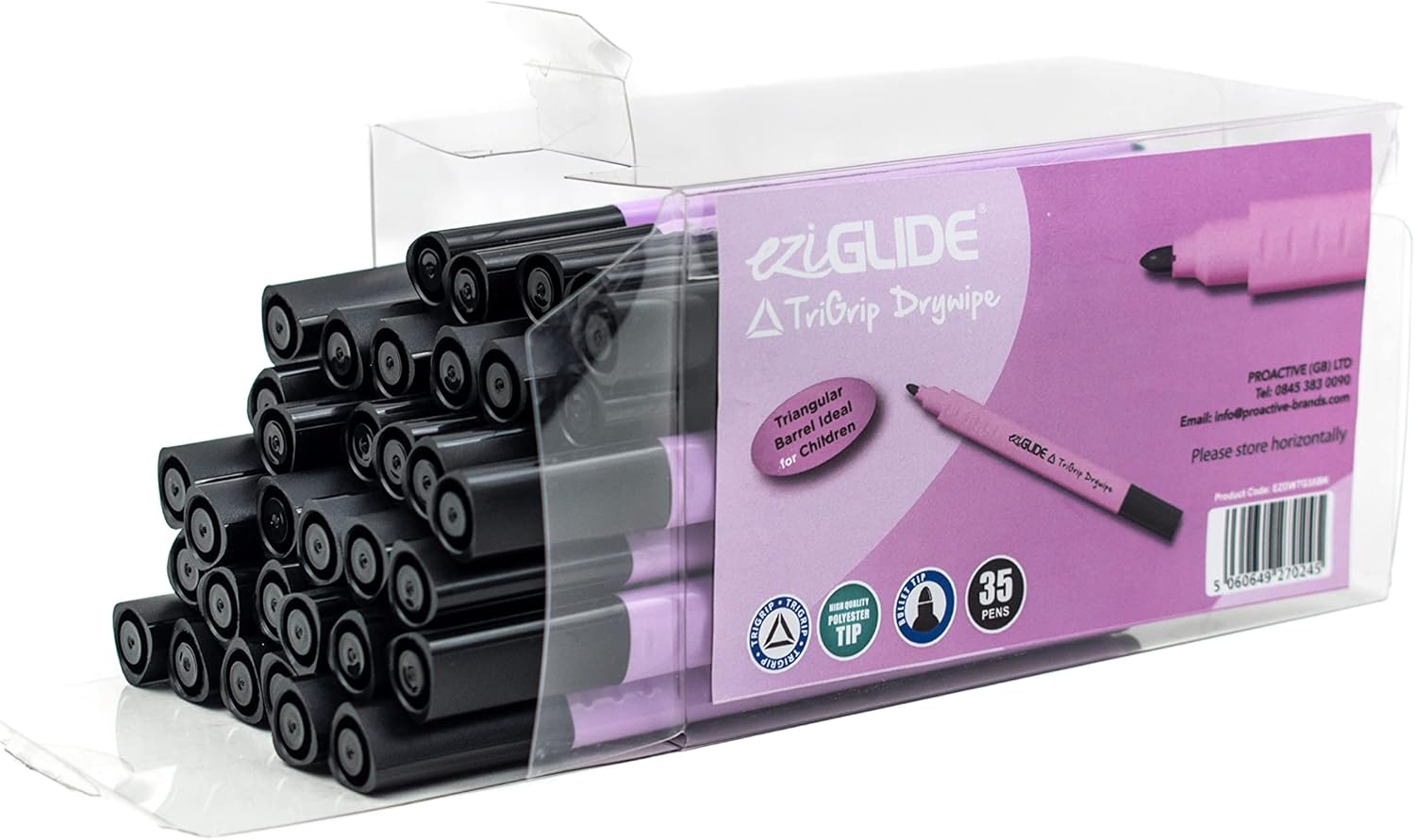 Eziglide TriGrip Drywipe Whiteboard Pens Black, Pack of 35 Whiteboard ...