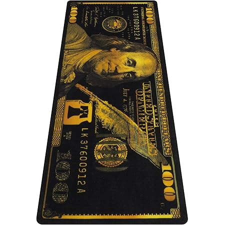 Amazon.com: Black Gold Rugs 100 Dollar Bill Area Runner Money Rugs ...