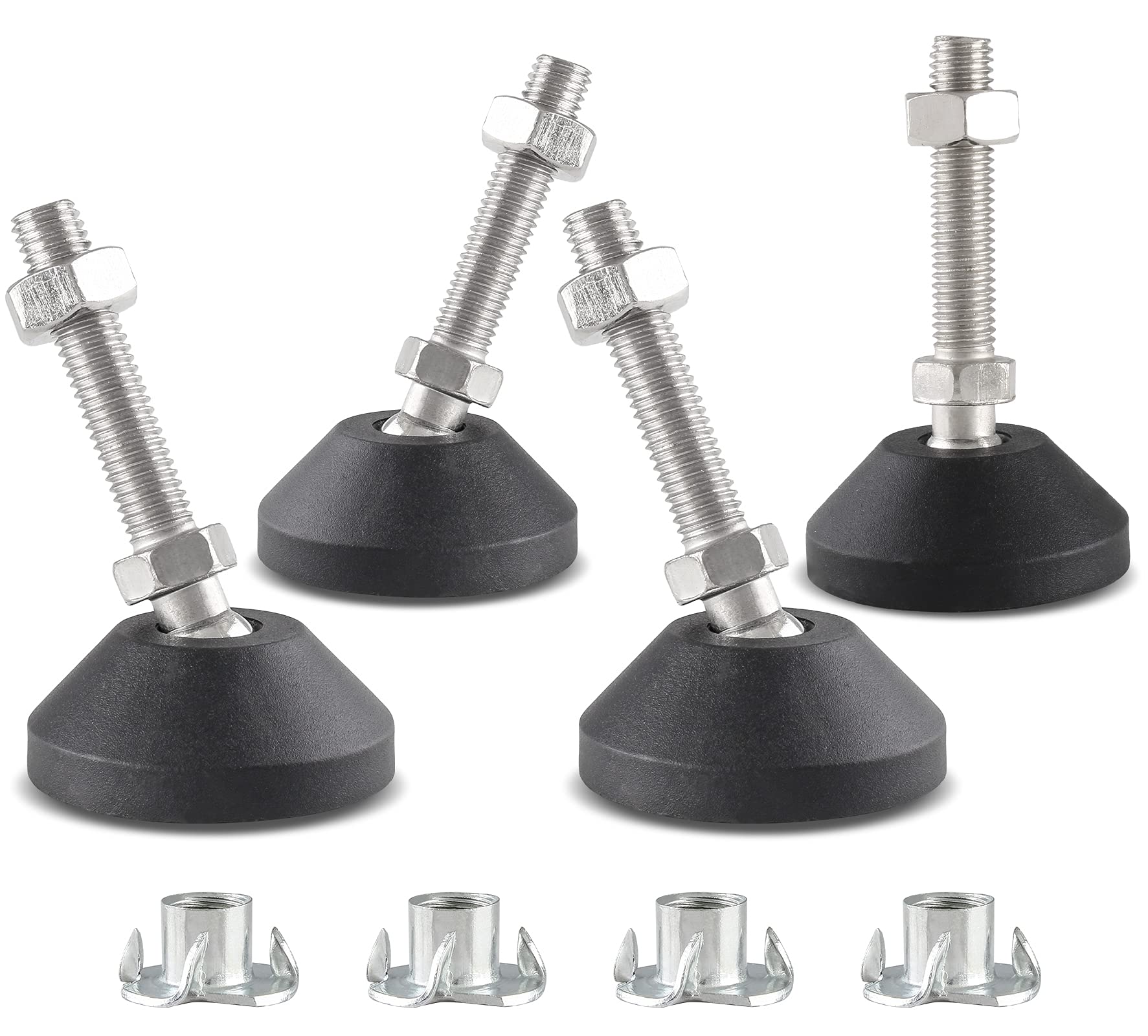 Jiozermi 4 Pcs M10 Leveling Feet with T-Nut, Anti Skid Threaded Rubber ...