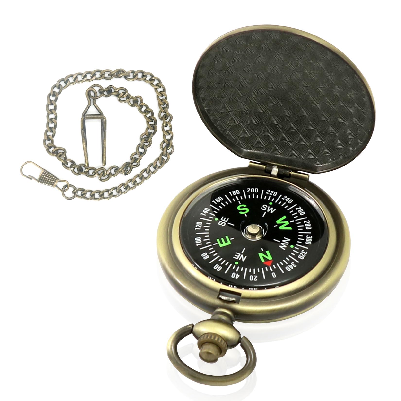 Vintage Bronze Compass with Engraved Cover – Portable Pocket Compass ...