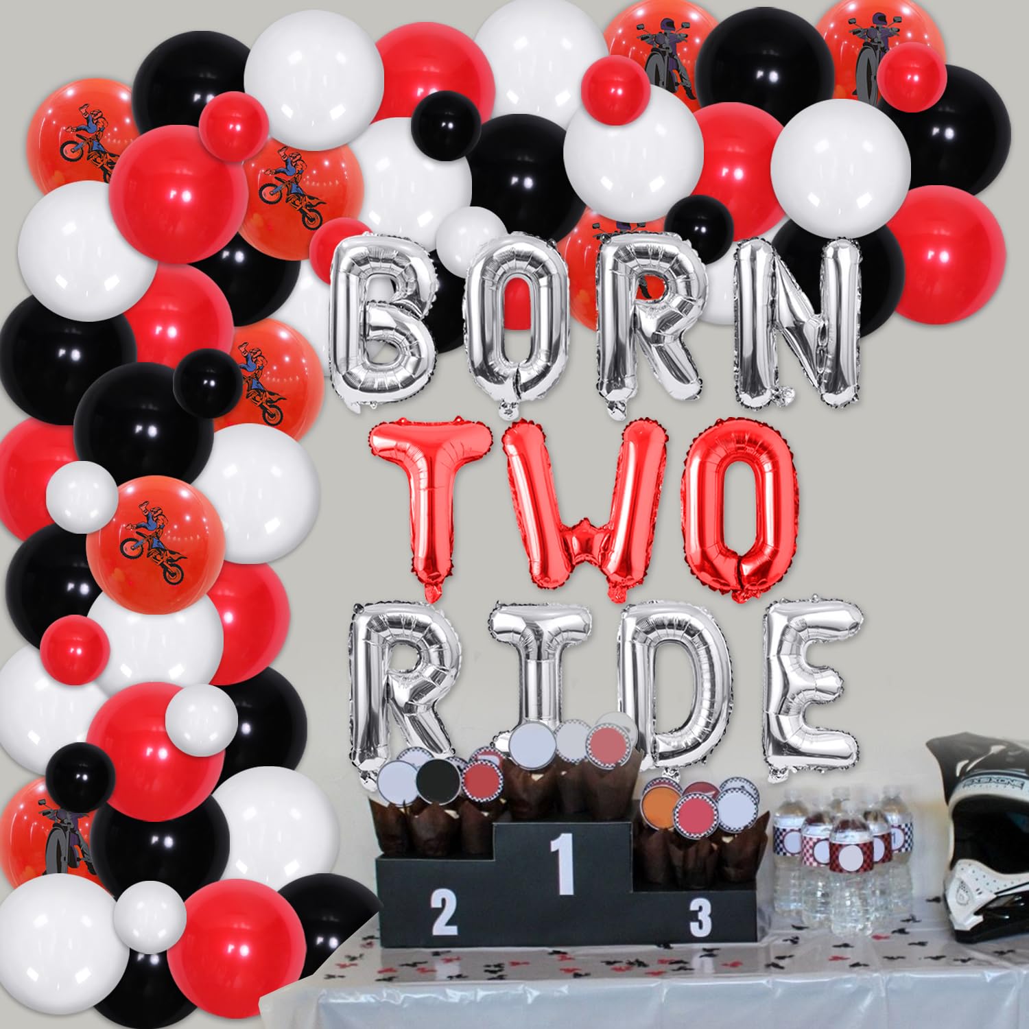 Biker Theme Decorations Motorcycle Birthday Decorations Set, Motocross