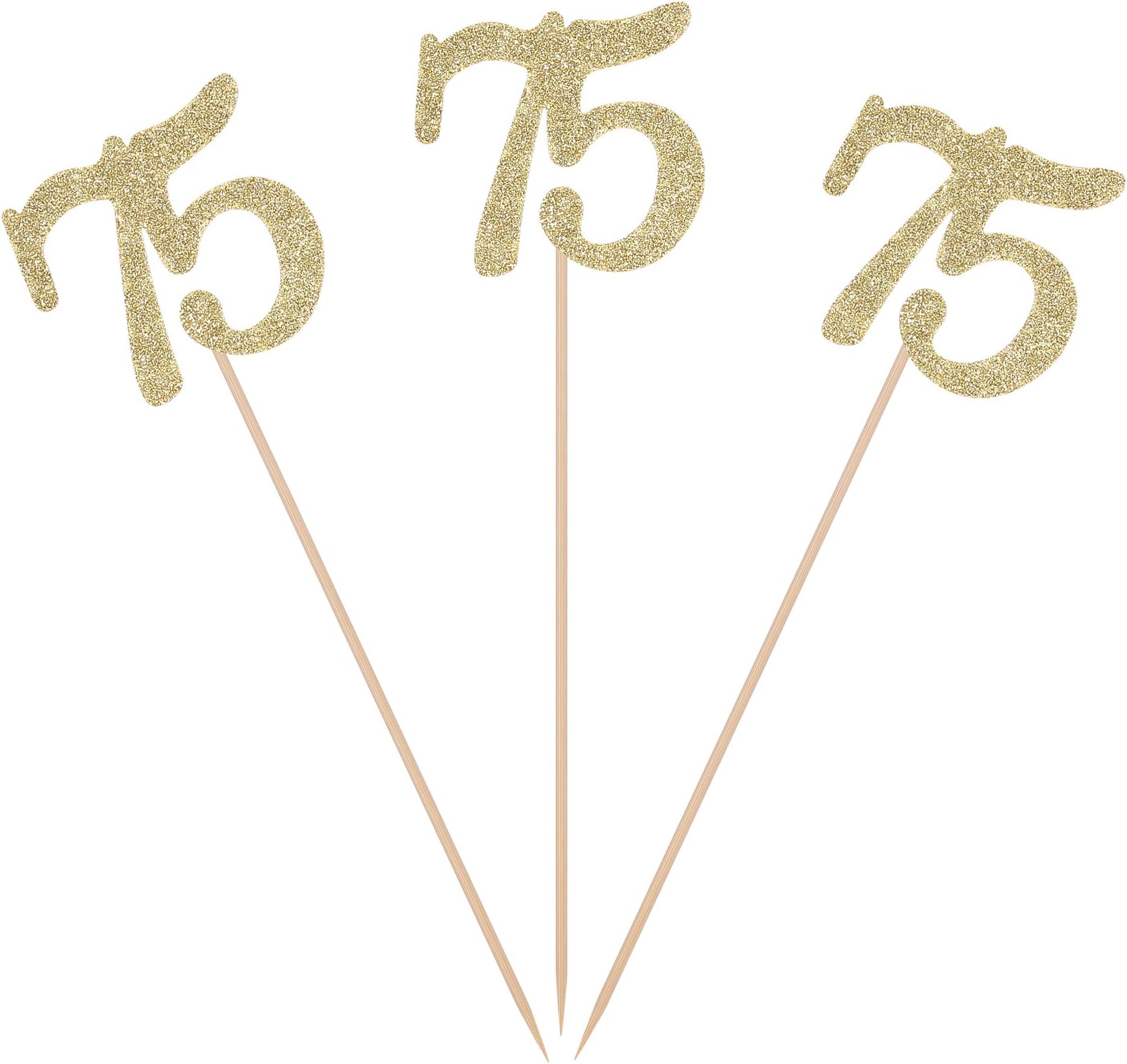 Amazon.com: Pack of 10 Gold Glitter 75th Birthday Anniversary ...