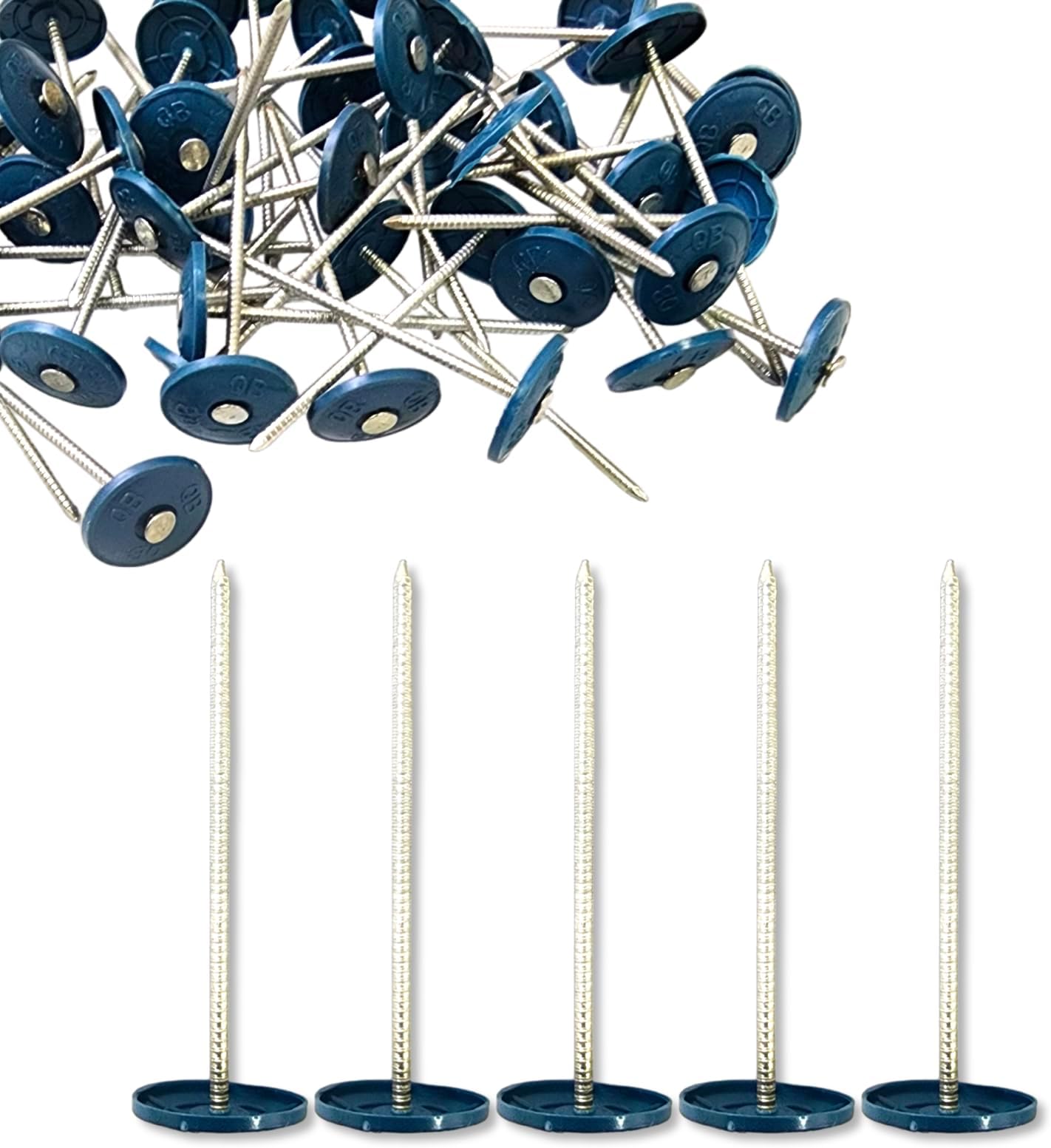 50 Pack - 3 Inch - Round Plastic Cap Nail Roofing Nails Galvanized Tar ...