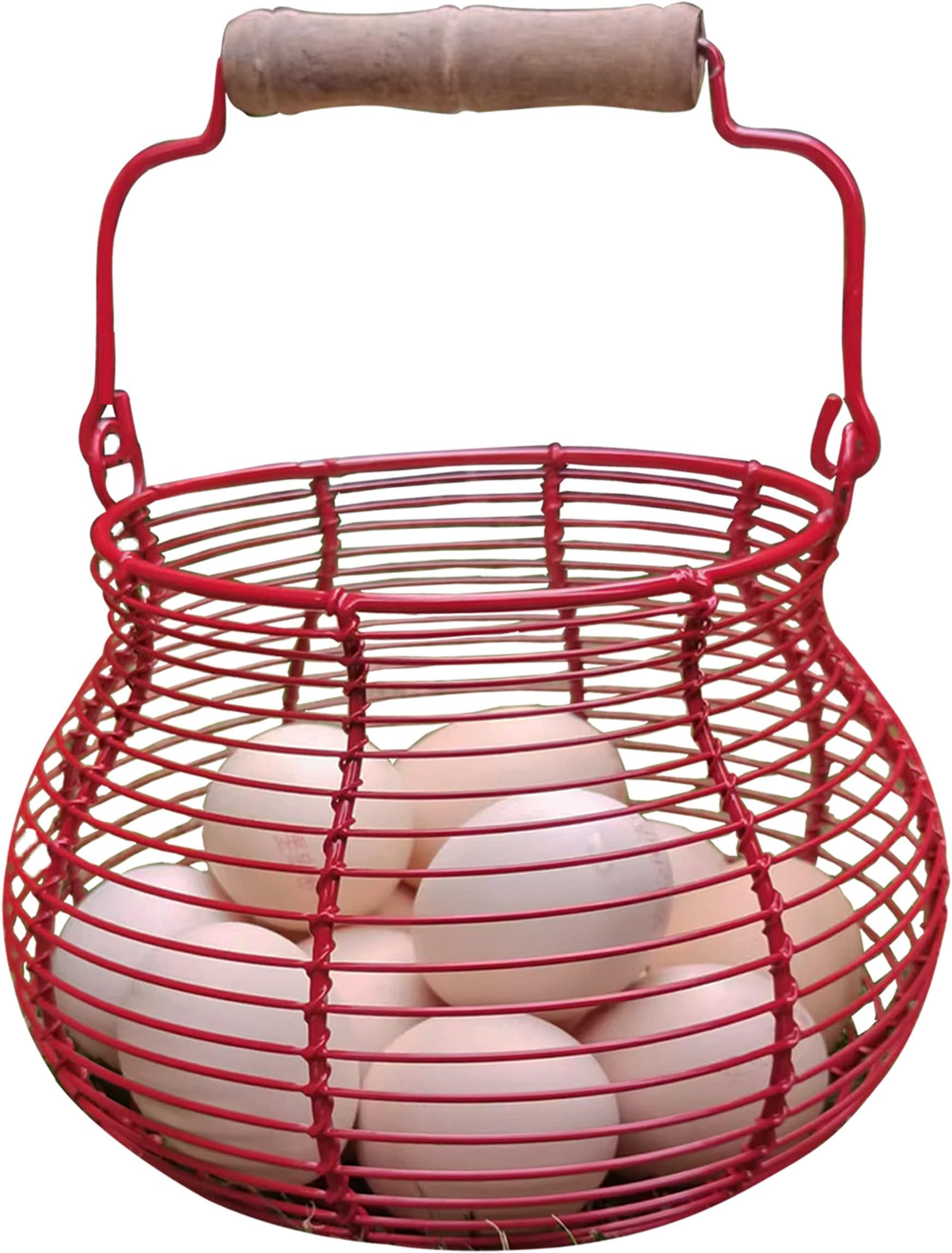 Amazon.com - Wire Egg Basket, Round with Wood Handle, Black by EggBaskets