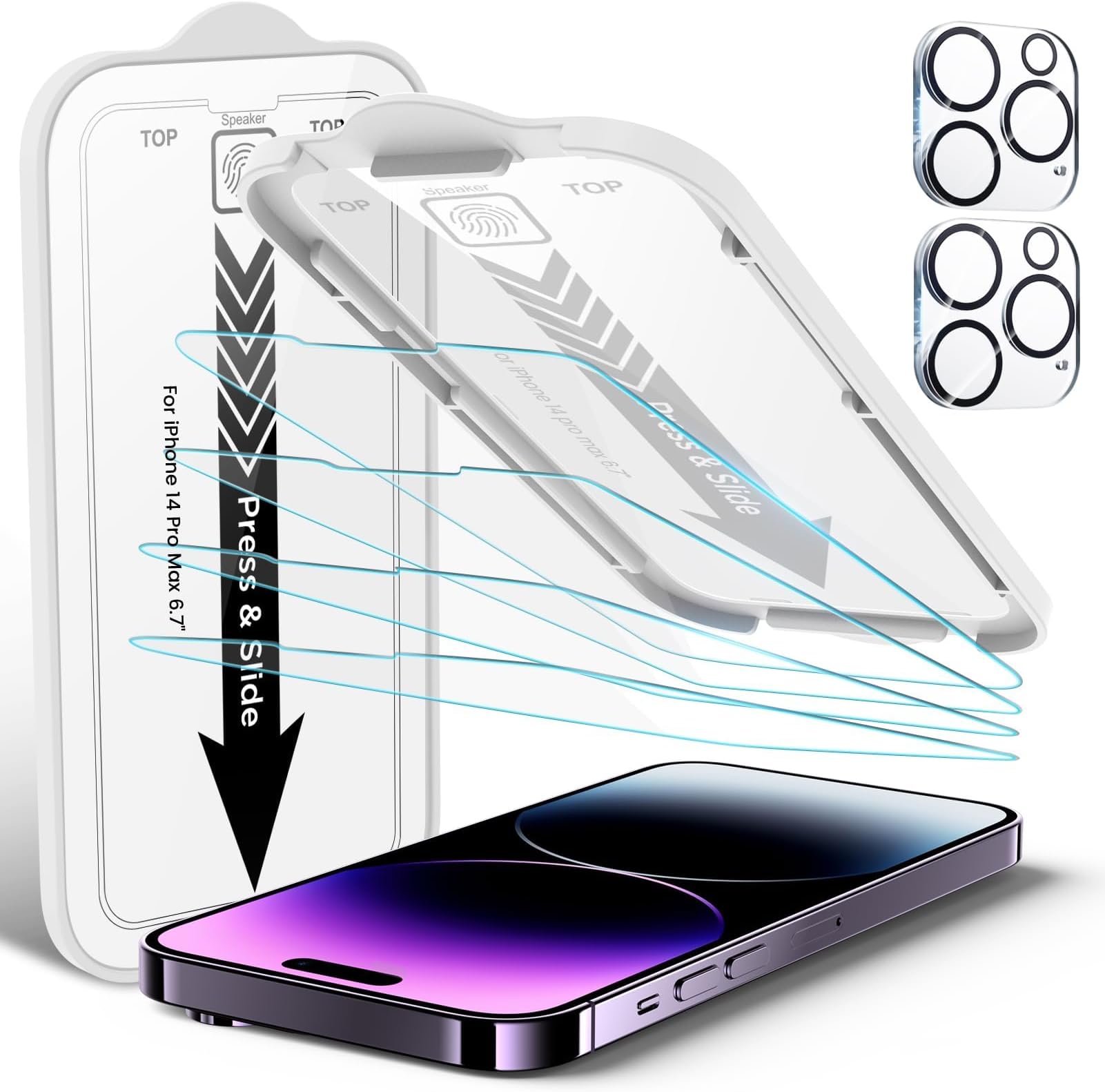 Amazon.com: EZ-GLAZ 4 Pack Screen Protector for iPhone 14 Pro Max[6.7 ...