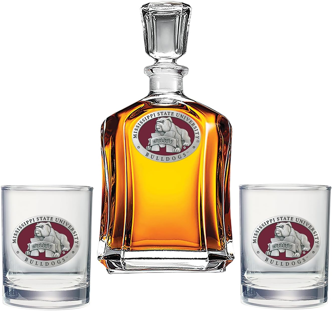 Amazon.com | Mississippi State Decanter with 2 Glasses Combination Set ...