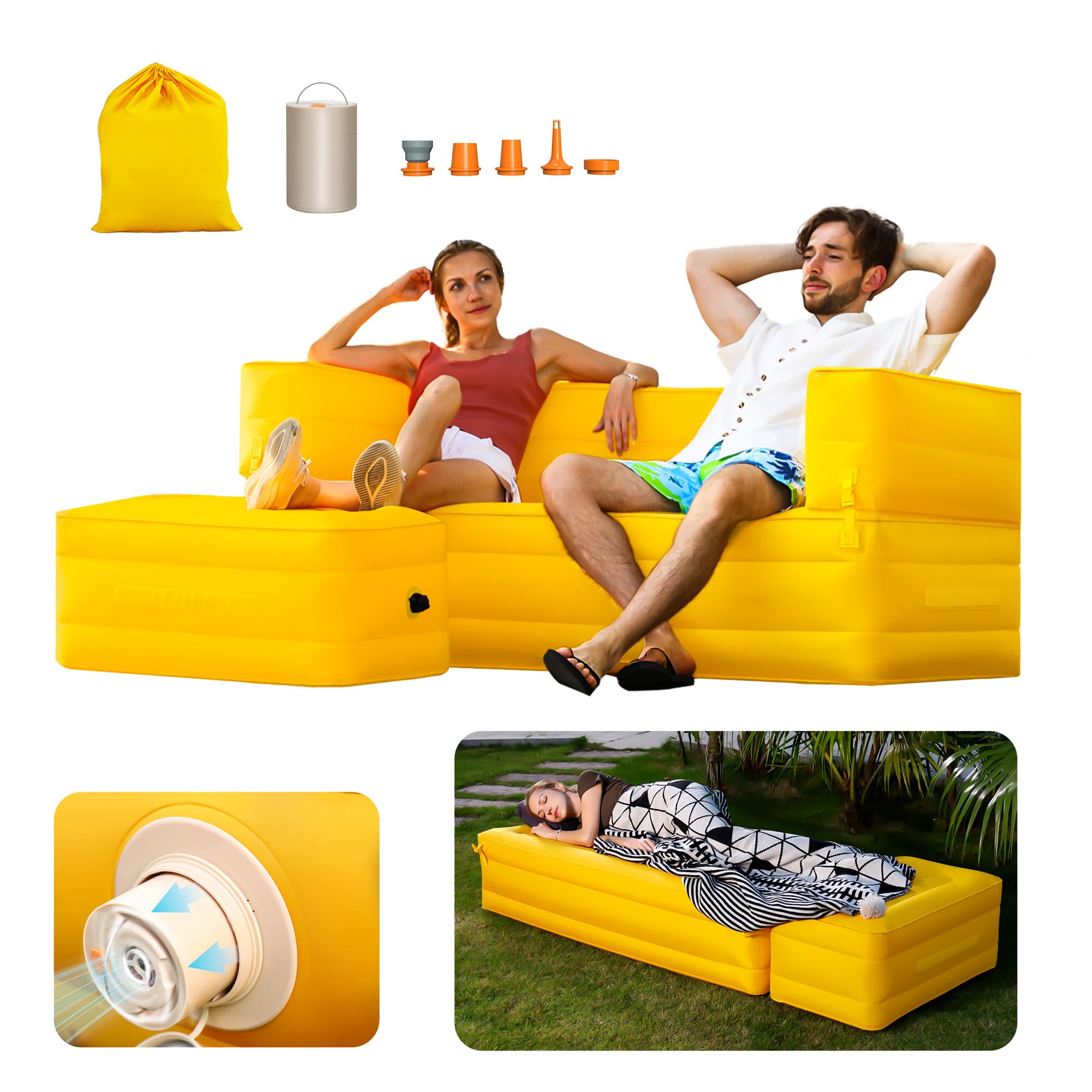 Amazon.com: Aerogogo Inflatable Sofa Transform to Air Bed with Built-in ...