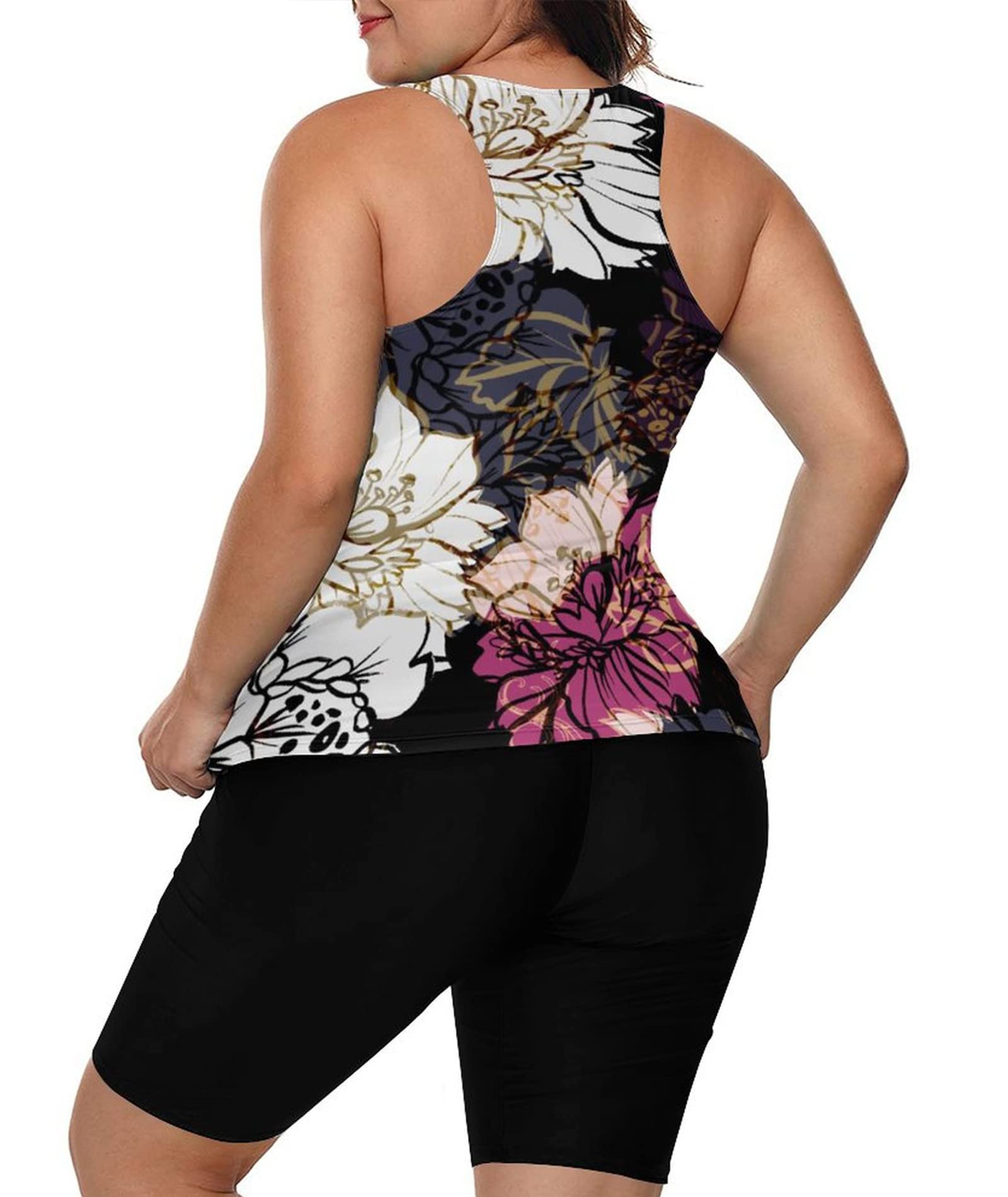 LALAGEN Womens Plus Size Racerback Tankini Set Two Piece Swimsuit with ...