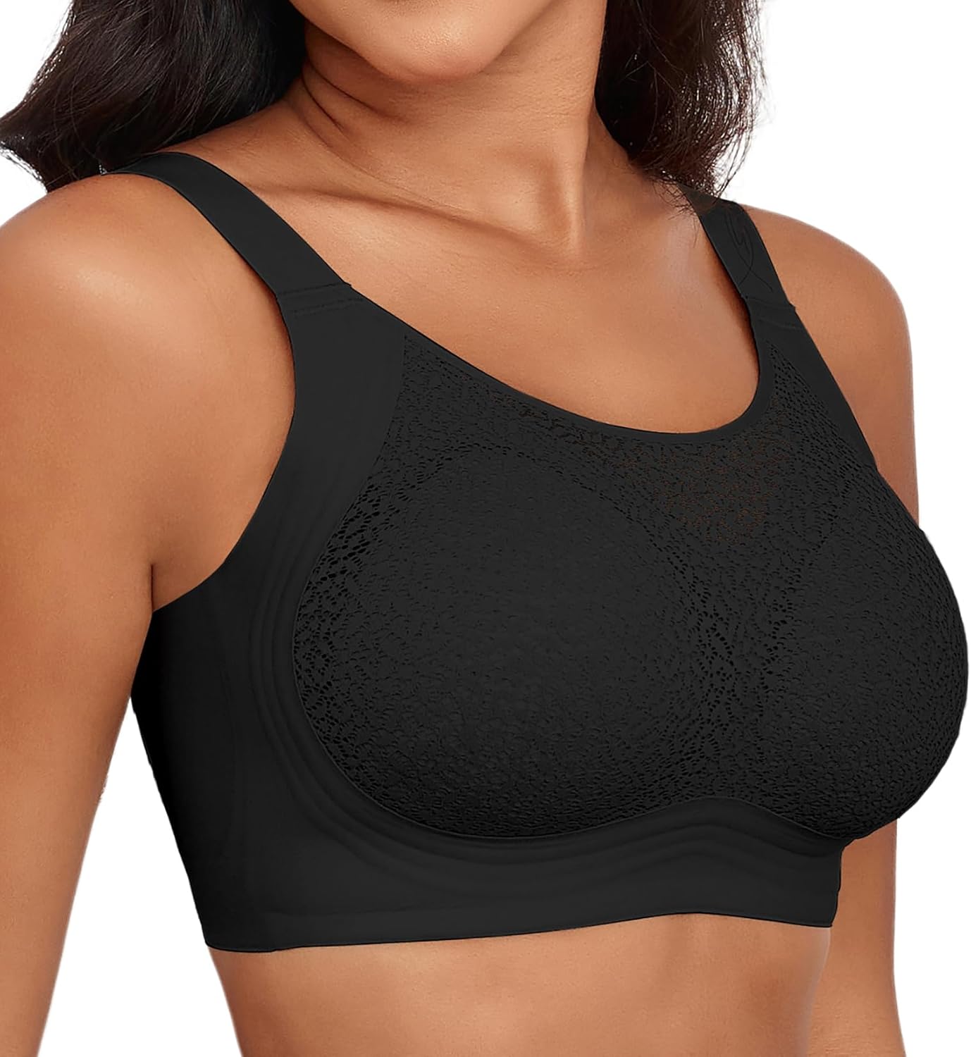 Xcutting Plus Size Soft Wireless Women's Bras Mesh V Neck No Underwire ...