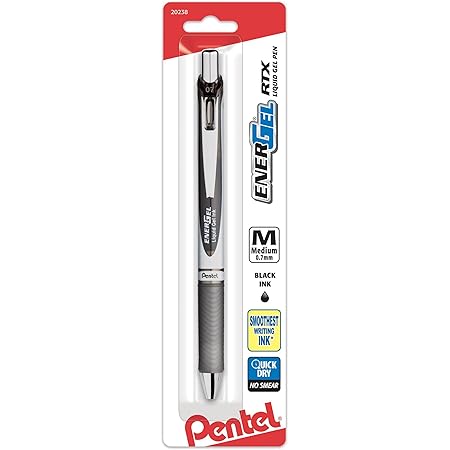 Amazon.com: Pentel EnerGel Deluxe RTX Retractable Liquid Gel Pen, (0.7mm), Metal Tip, Black Ink ...
