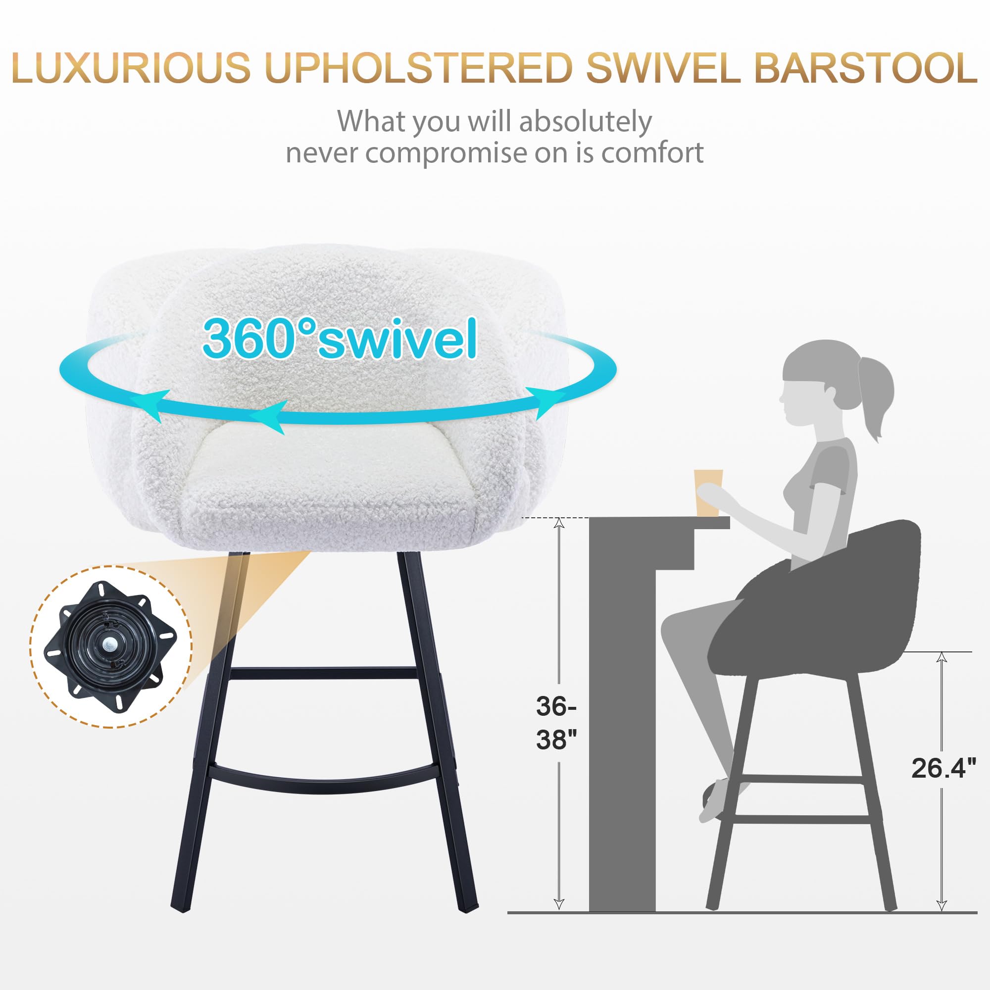 Snapklik.com : Zesthouse Swivel Counter Height Stool, Modern Single Bar ...