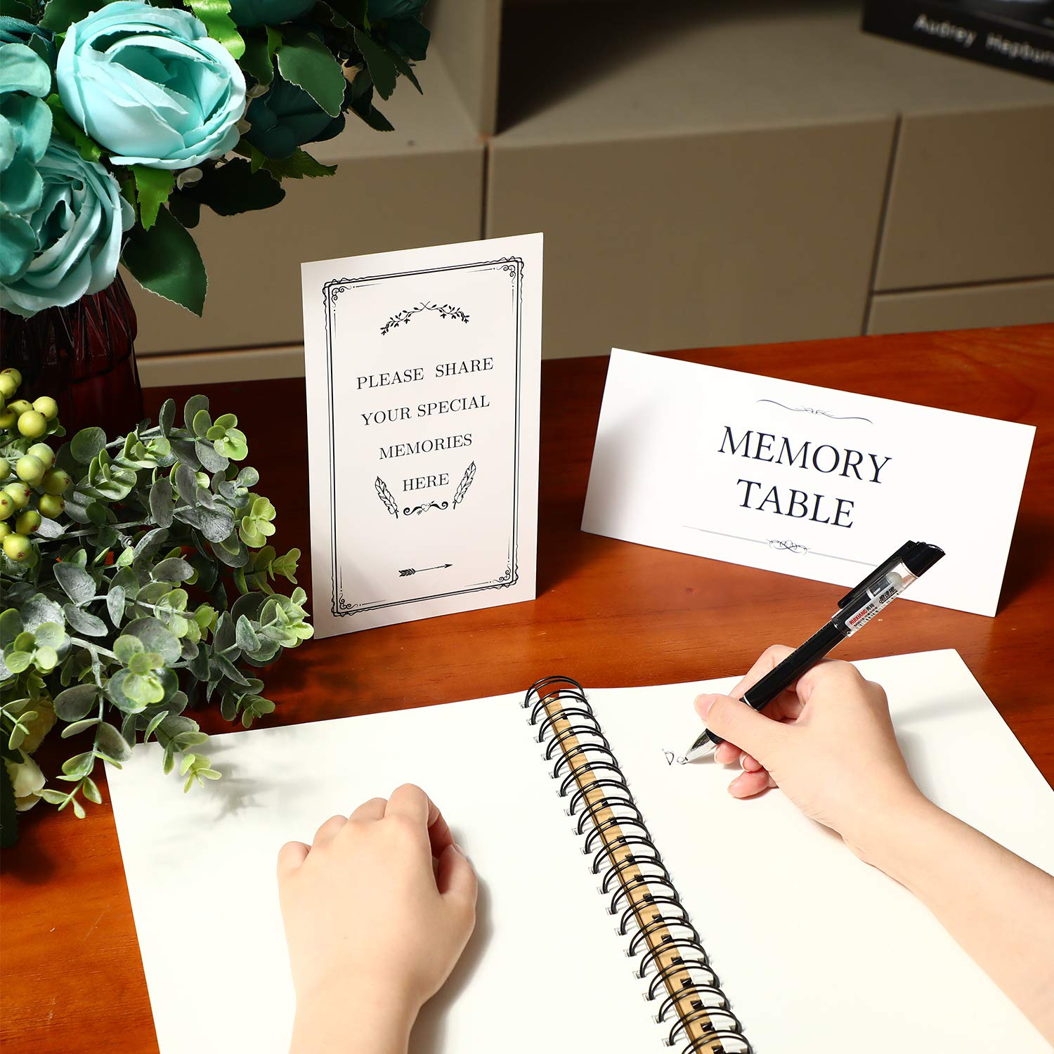 Buy 4 Pieces Funeral Memory Table Sign Card Thank You Please Share Your ...