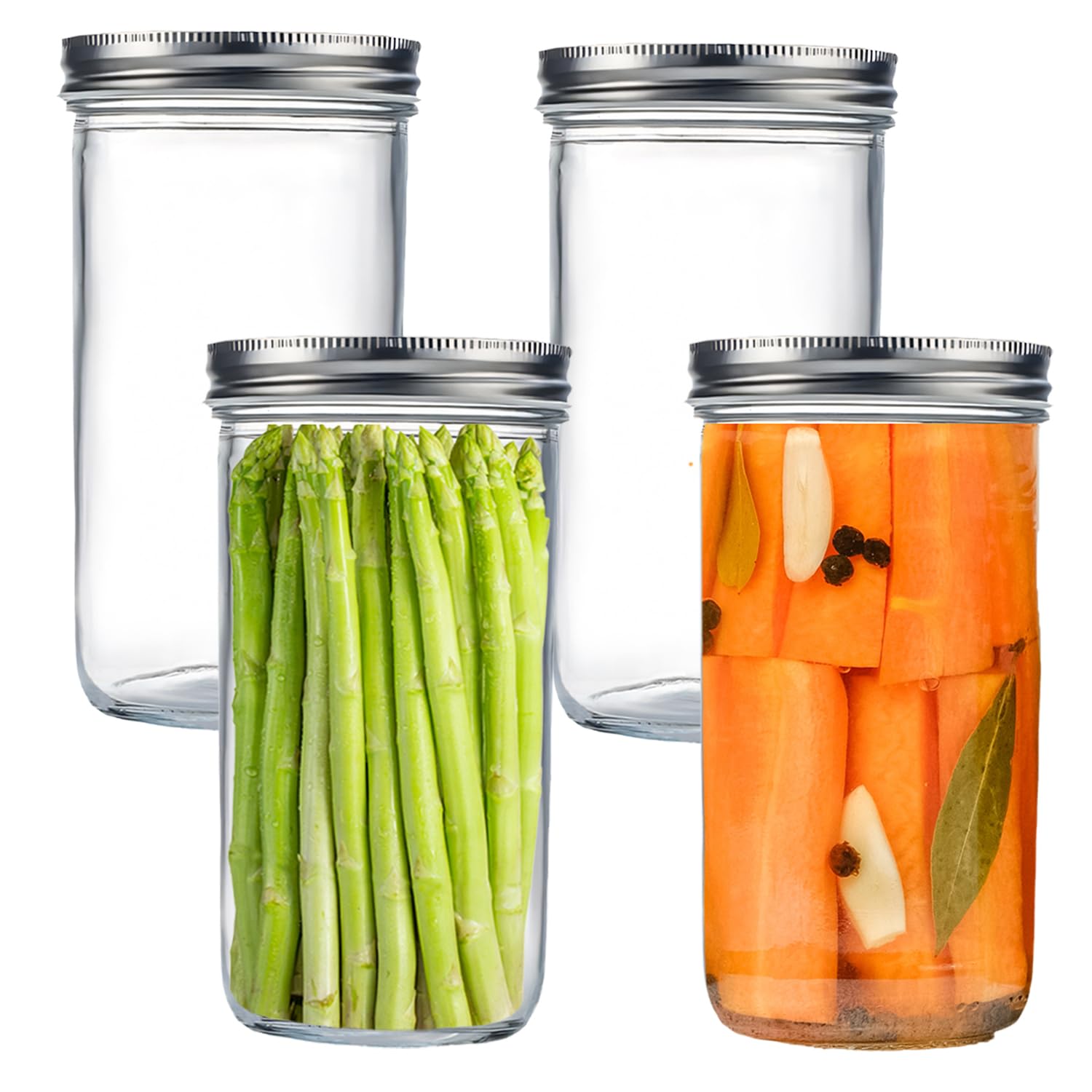 Amazon.com: Bluwtoclan 24 oz mason jars,6 Pack Wide Mouth Mason Jars ...