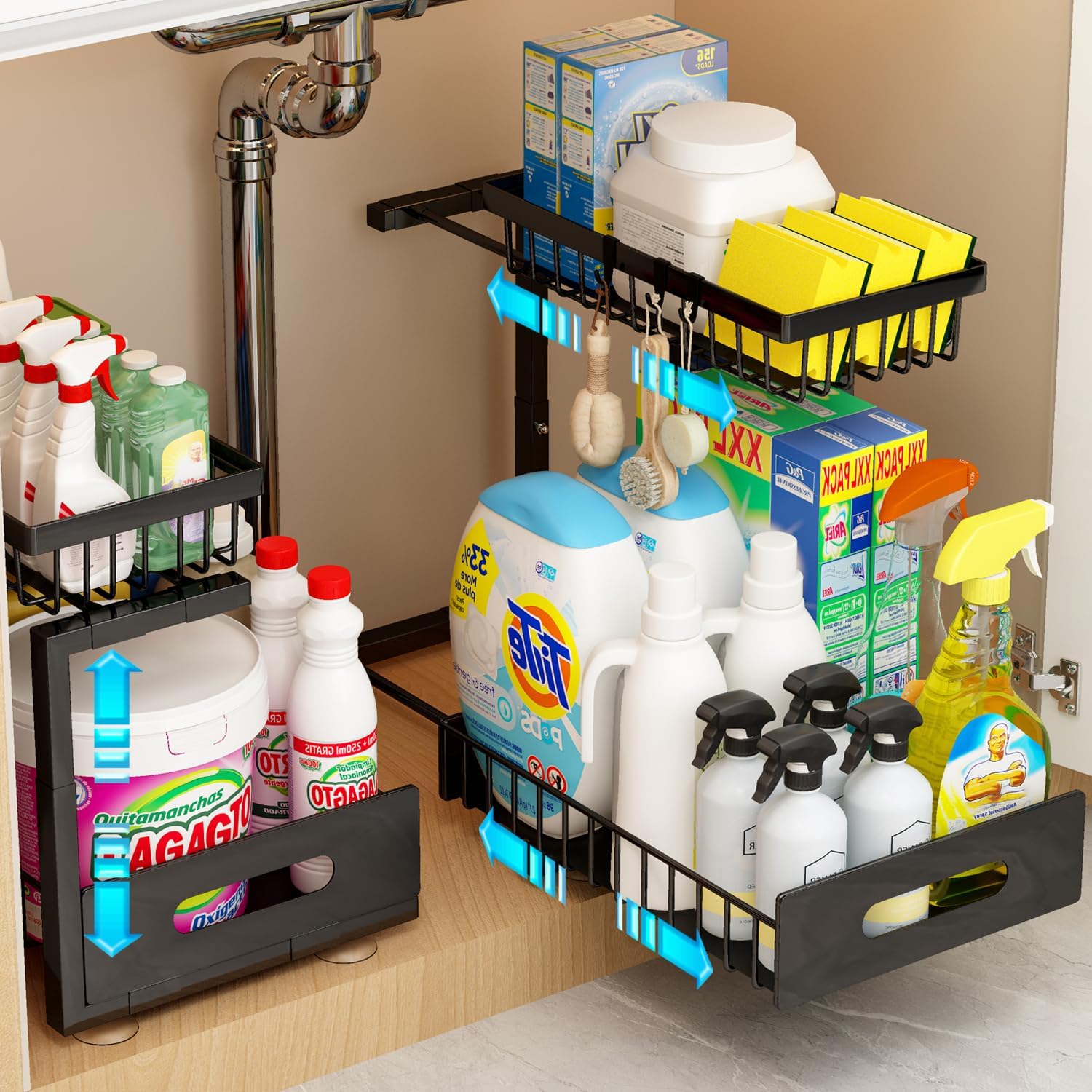 Amazon.com - ADBIU Under Sink Organizer(10 Seconds Installation), 2 ...