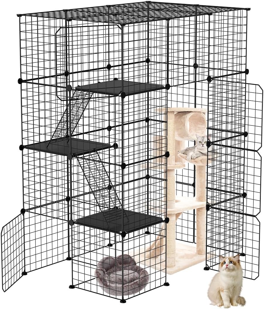 Amazon.com : Large Cat Cage, Cat Enclosures Indoor, 4-Tier DIY Outdoor ...