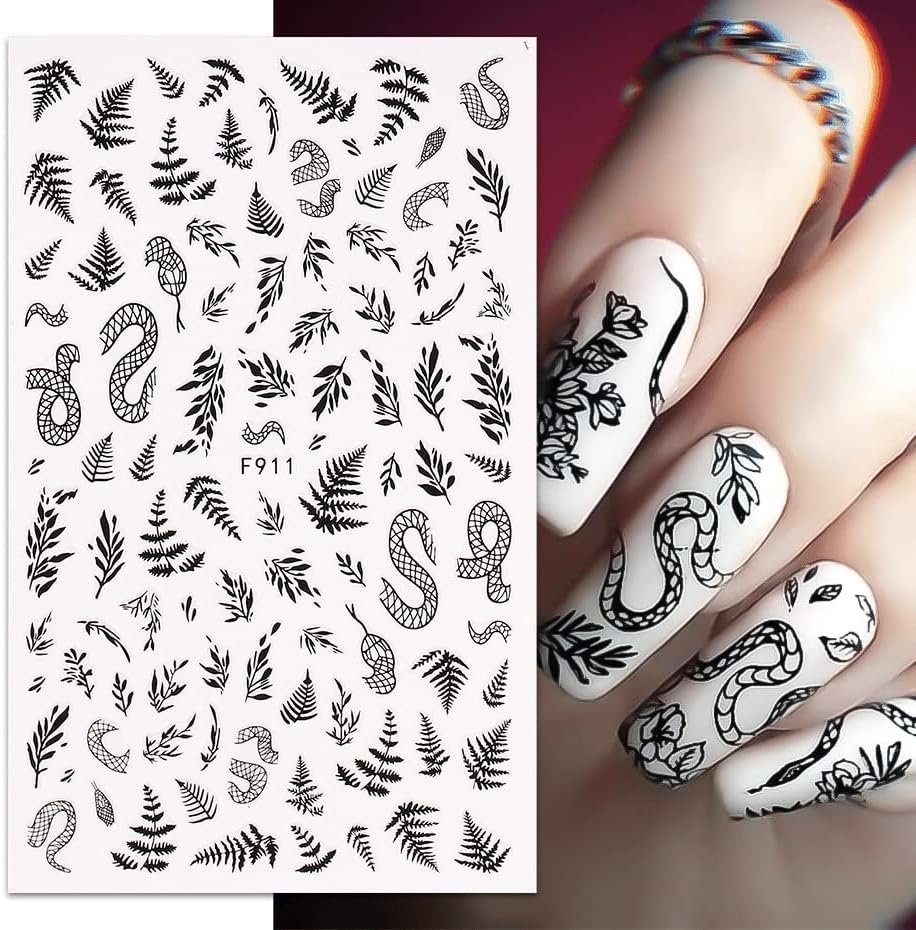 Amazon.com: 8 Sheets 3D Snake Sticker for Nails Leaves Butterfly Blood ...