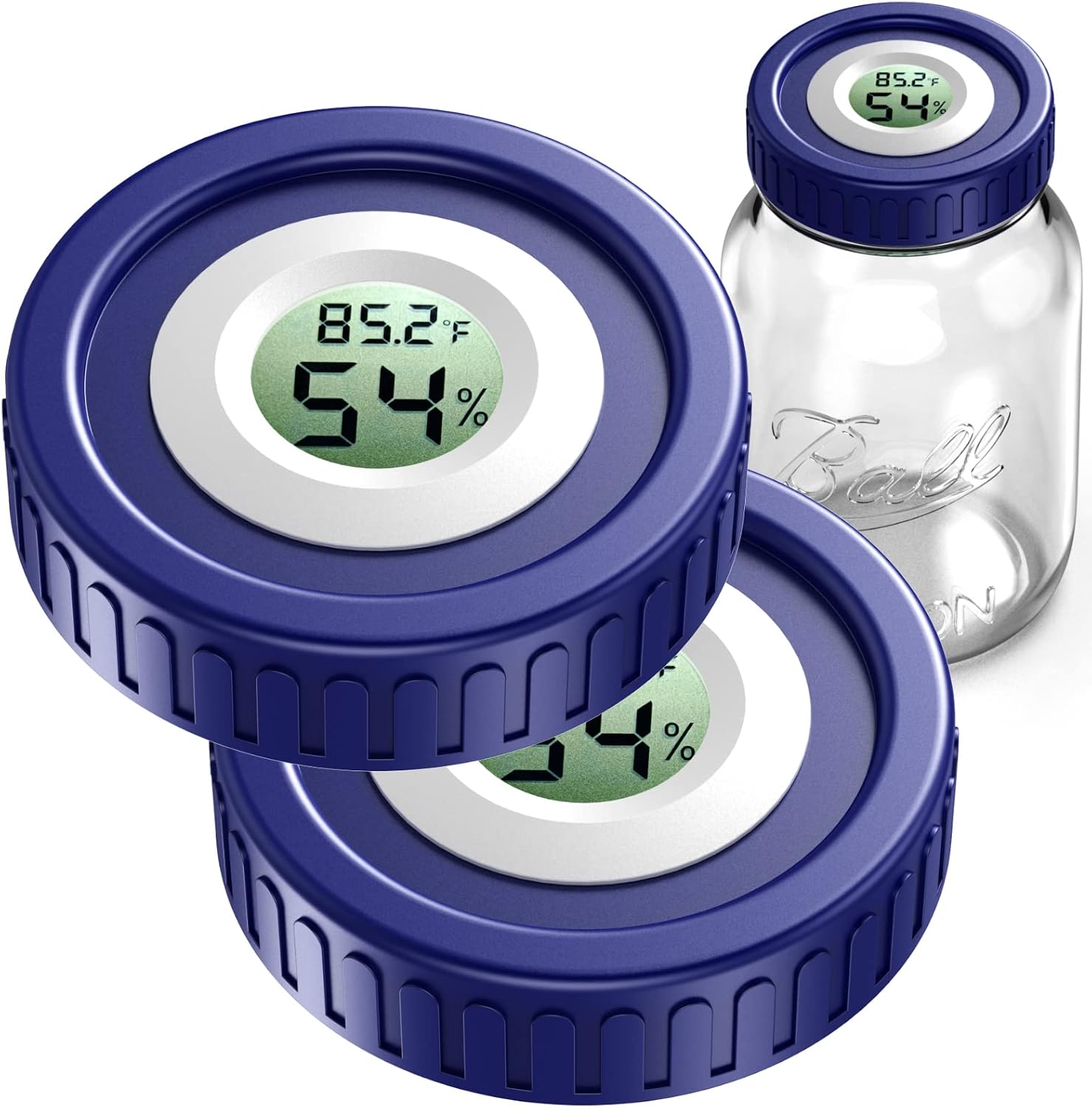 ZHANXUBIO Airtight Mason Jar Lids Built-In Stash Hygrometer Herb Curing ...