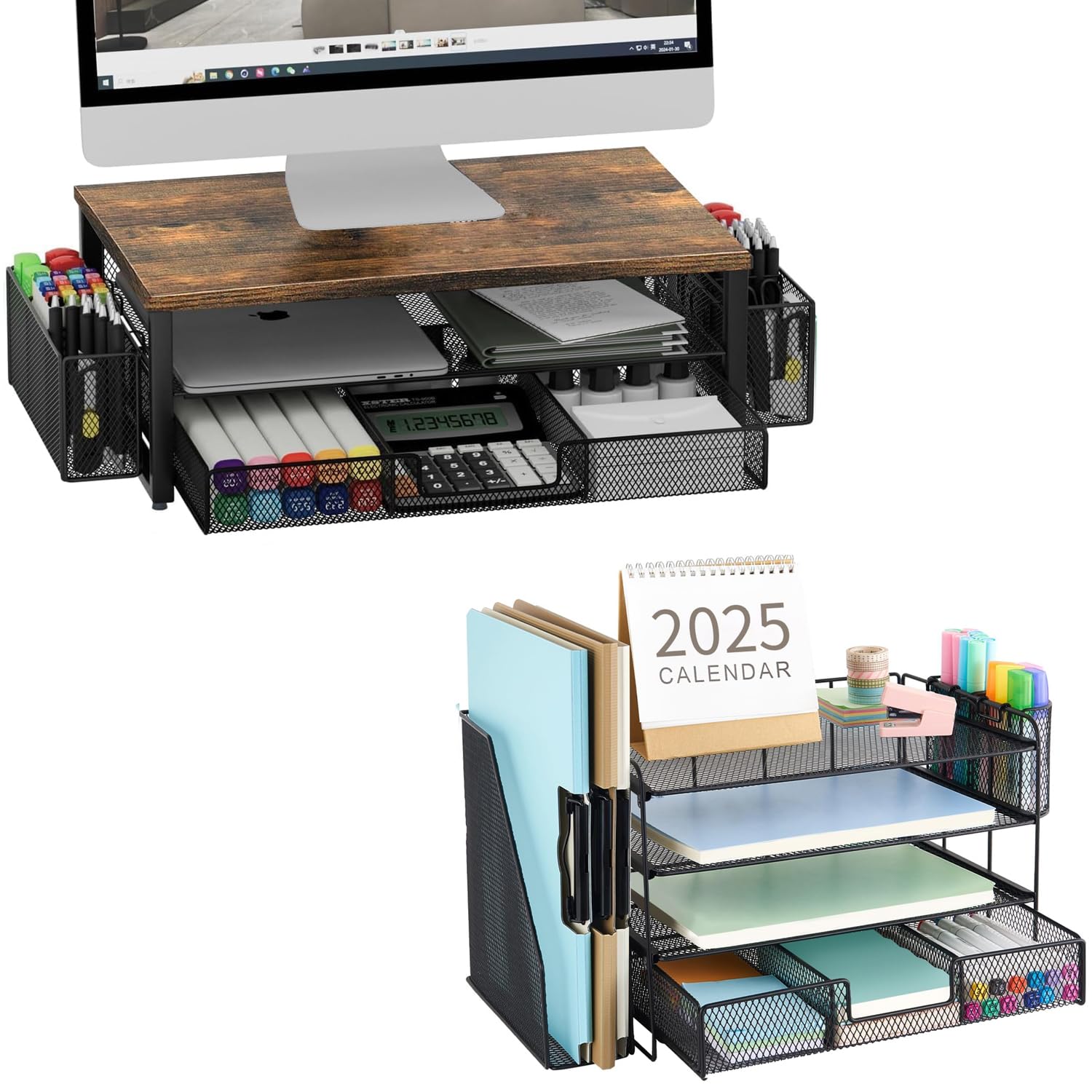 Amazon.com: gianotter 4T Paper Organizer + Monitor Stand with Storage ...