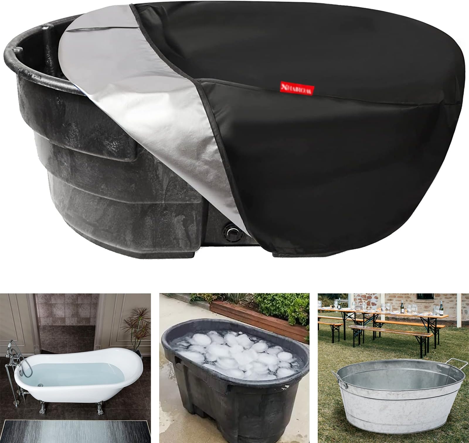 Amazon.com : Waterproof Stock Tank Cover for 100 Gallon Stock Tank Oval ...