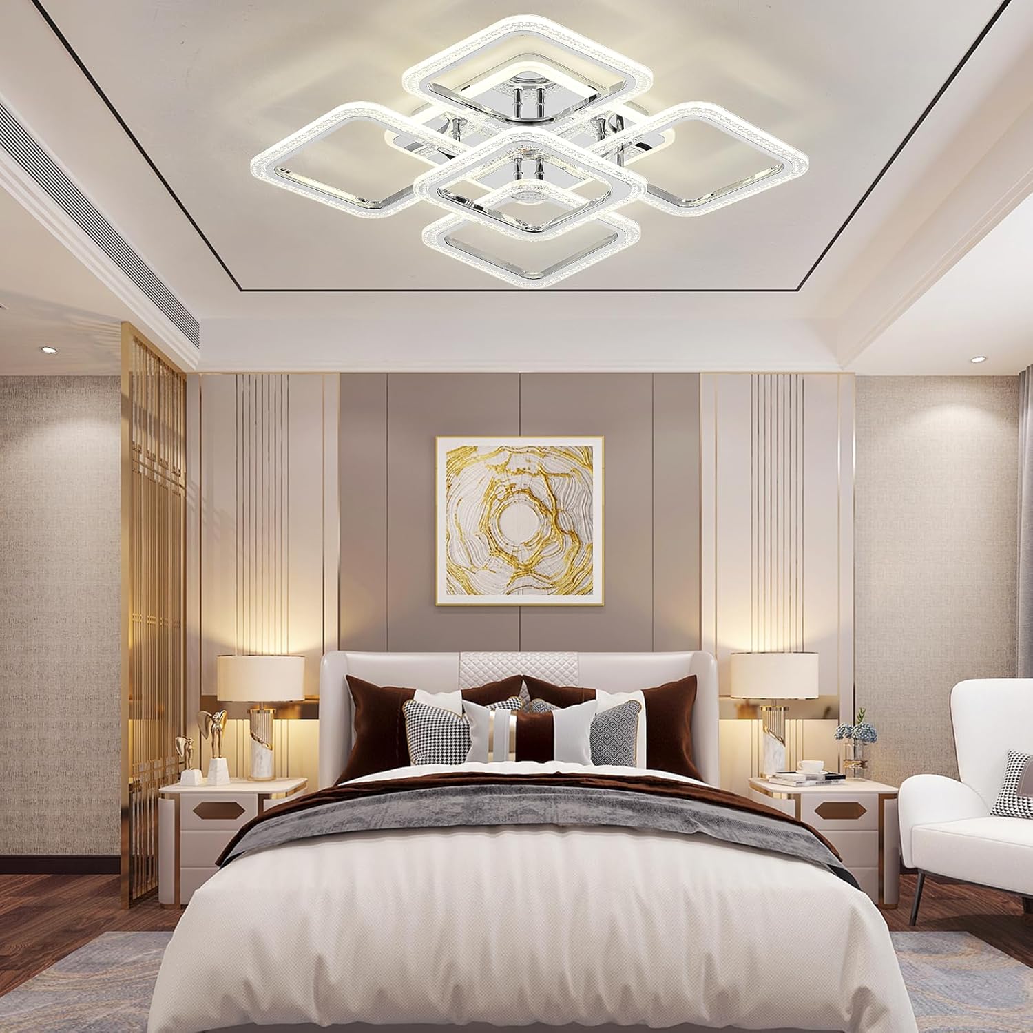 Oninio Modern Dimmable LED Ceiling Light, 100W Flush Mount Ceiling Lamp ...