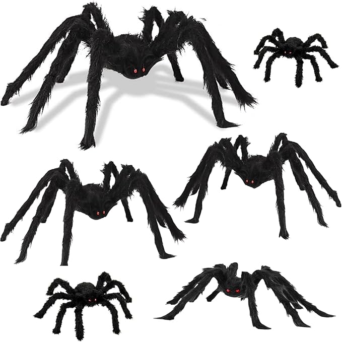 Amazon.com : Halloween Spider Decorations Outdoor, 6PCS Realistic Black ...