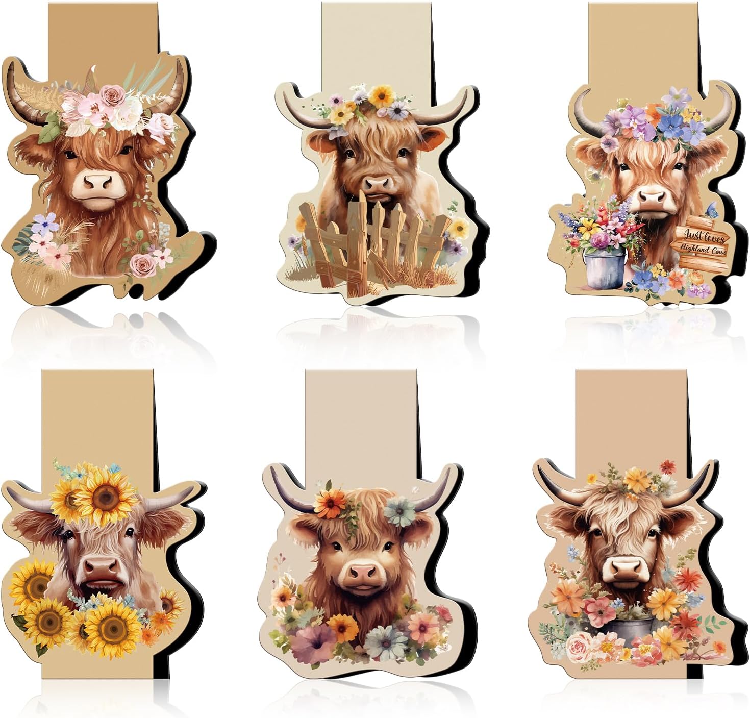 Amazon.com: Highland Cow Magnetic Bookmark - 6 Pcs Funny Animal Book ...