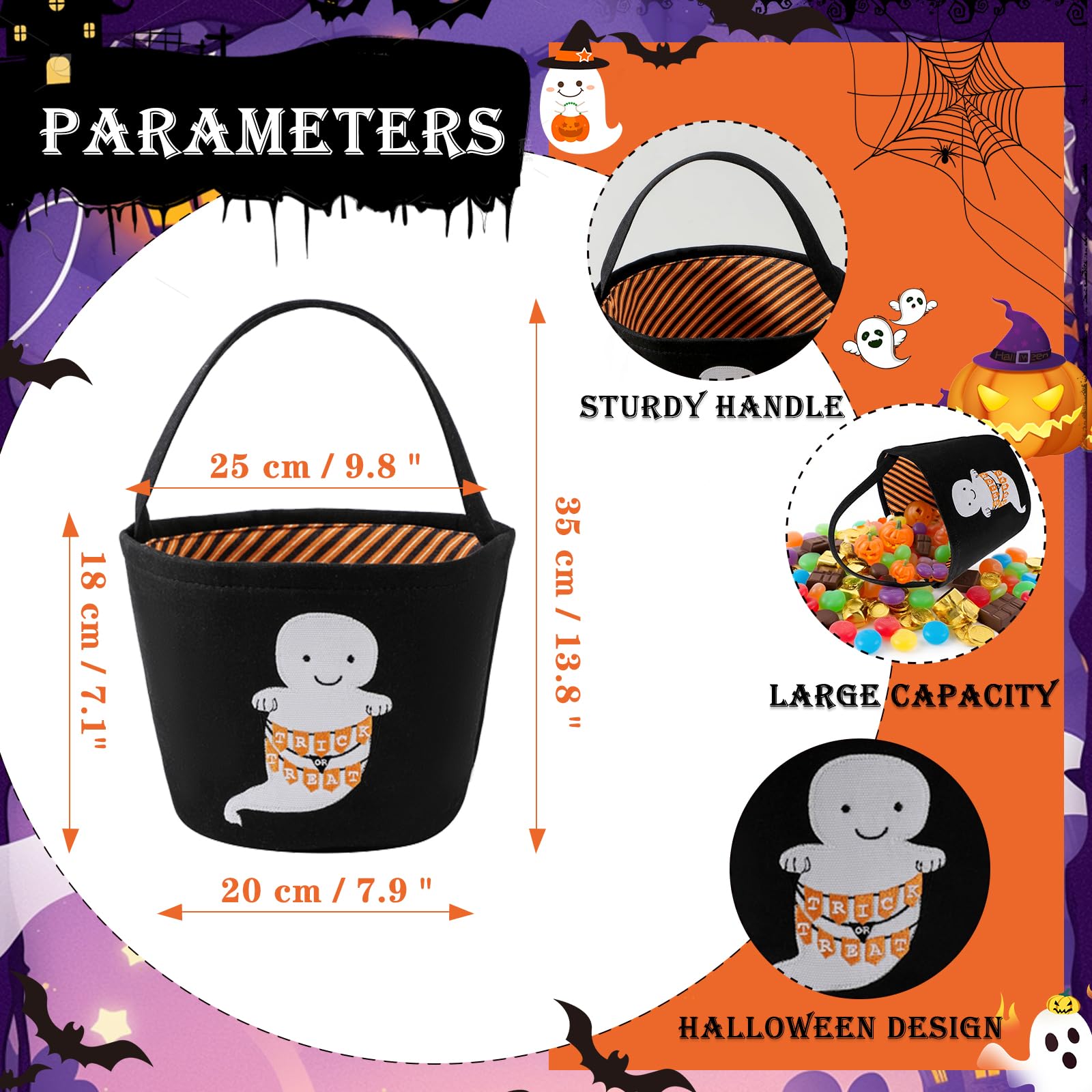 Snapklik.com : Halloween Basket Ghost Trick Or Treat Bucket For Kids ...