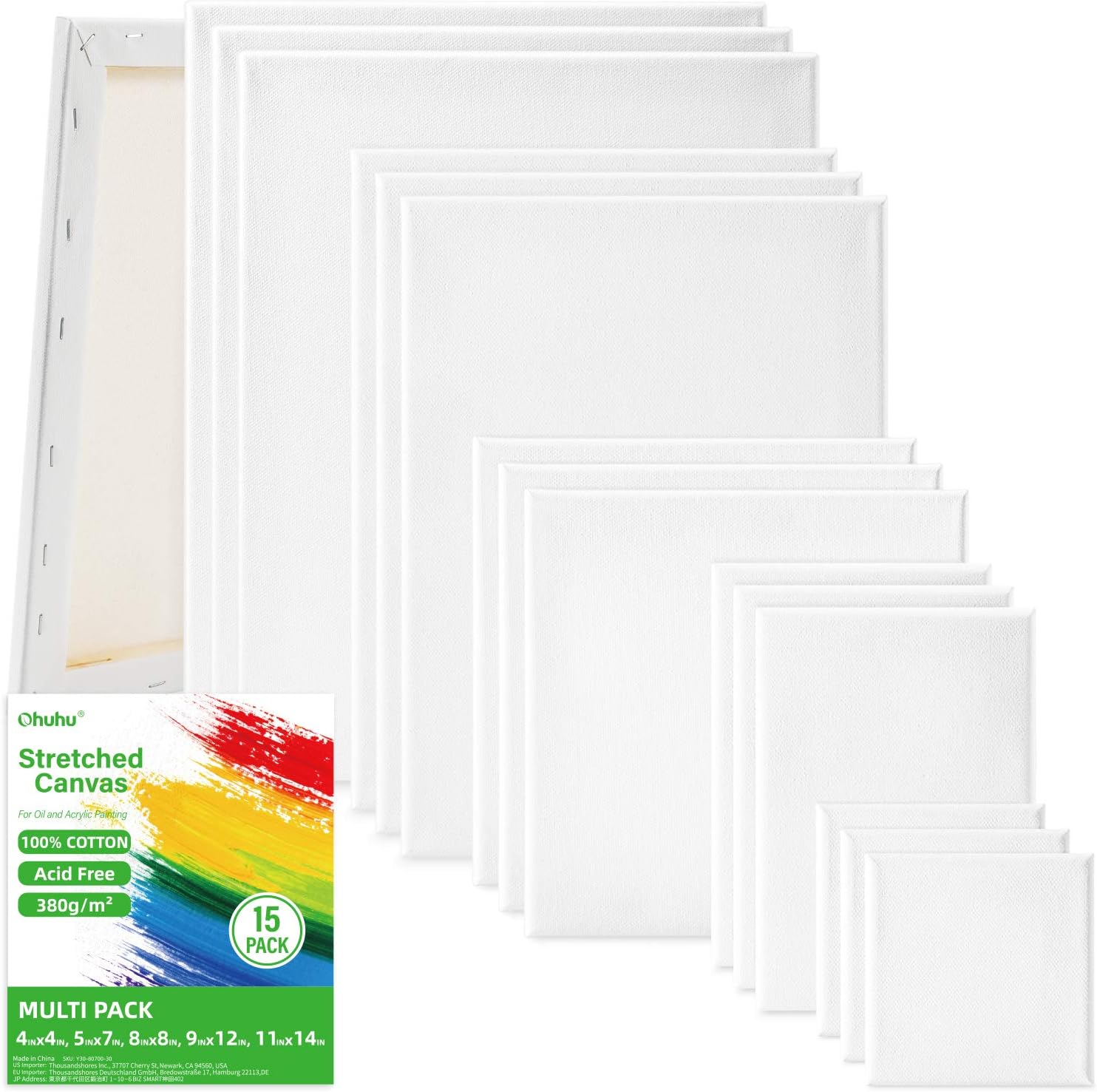 Amazon.com: Pre Stretched Canvas of Ohuhu - Multipack of 15-4x4, 5x7 ...