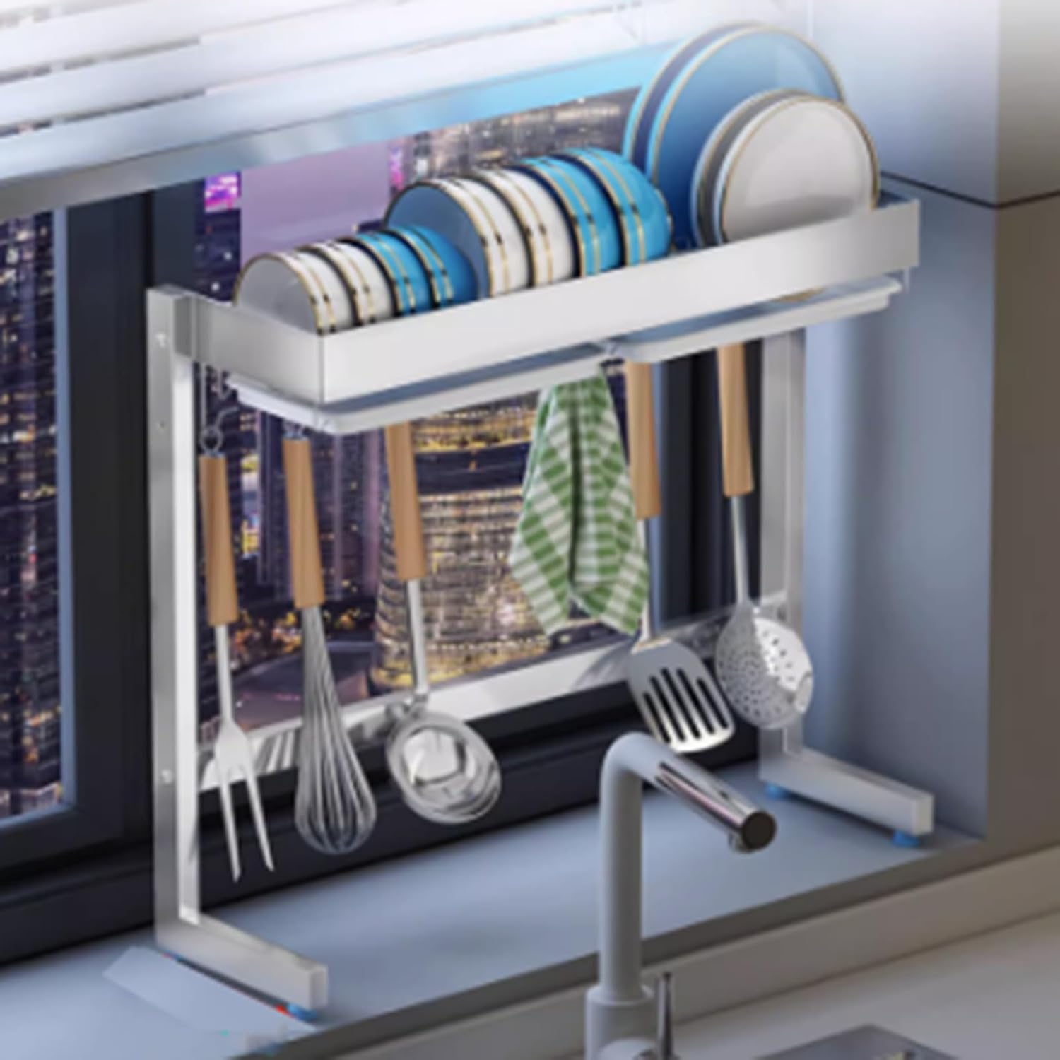 Amazon.com: Dish Drying Rack, Large Rust-Proof Drainer with Chopstick ...