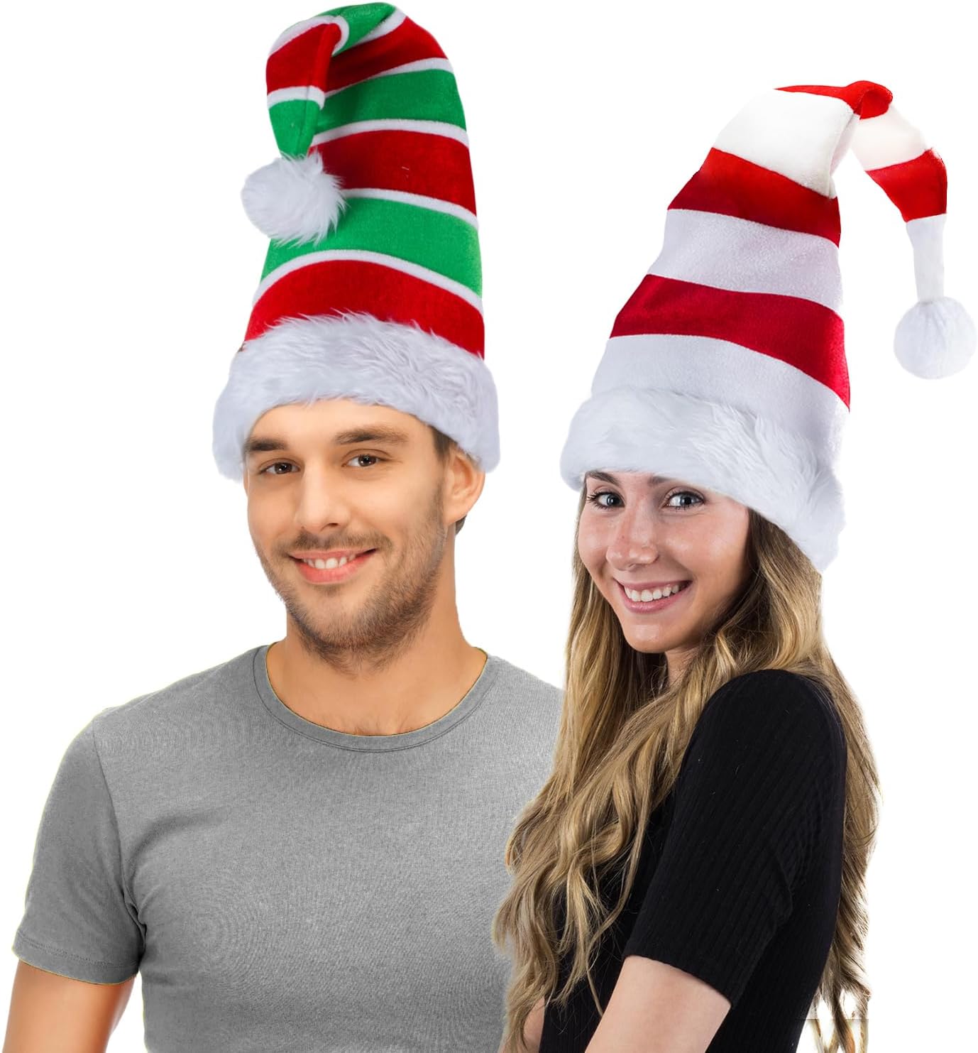 Amazon.com: Tigerdoe Long Santa Hat & Elf Hat - Striped Christmas Hats ...