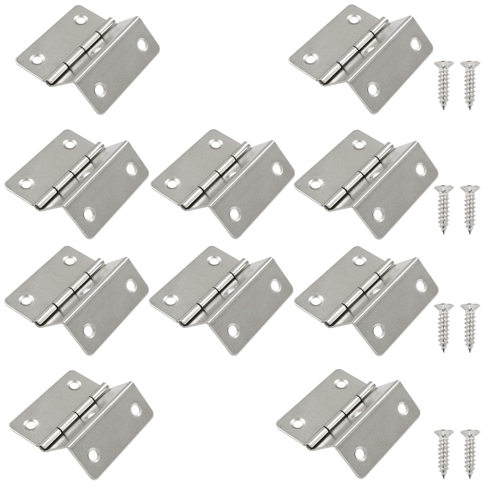 Augiimor 10 Pcs Silver Three Fold Hinges Box Hinge Hardware with Screws ...