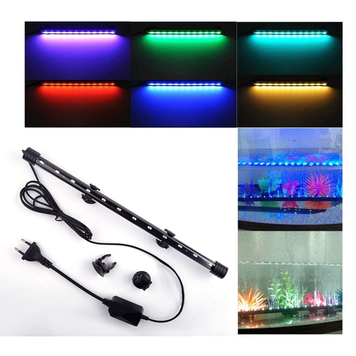 Blue Pet Rainbow Waterproof Submersible LED Aquarium Light, Fish Tank ...