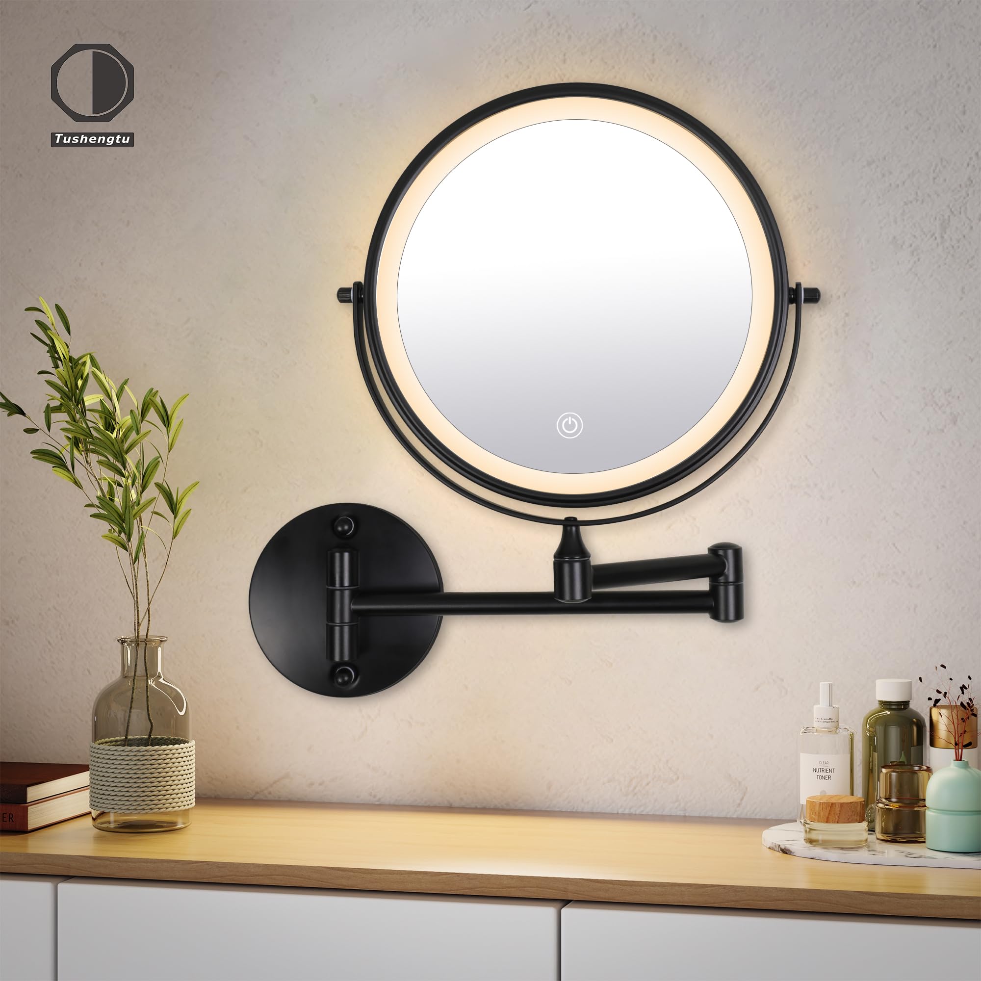 Snapklik.com : 9" Large Black Wall Mount Magnifying Mirror