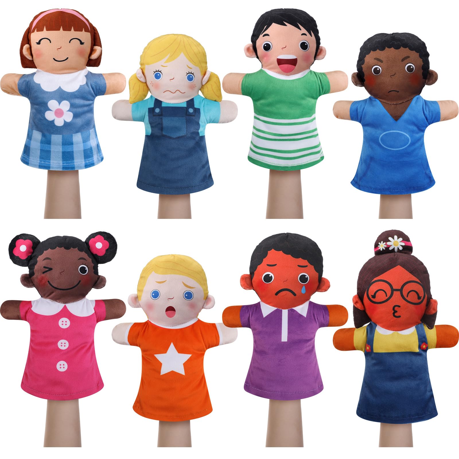 Snapklik.com : Poen 8 Pcs Hand Puppets Set For Kids Multicultural Hand ...