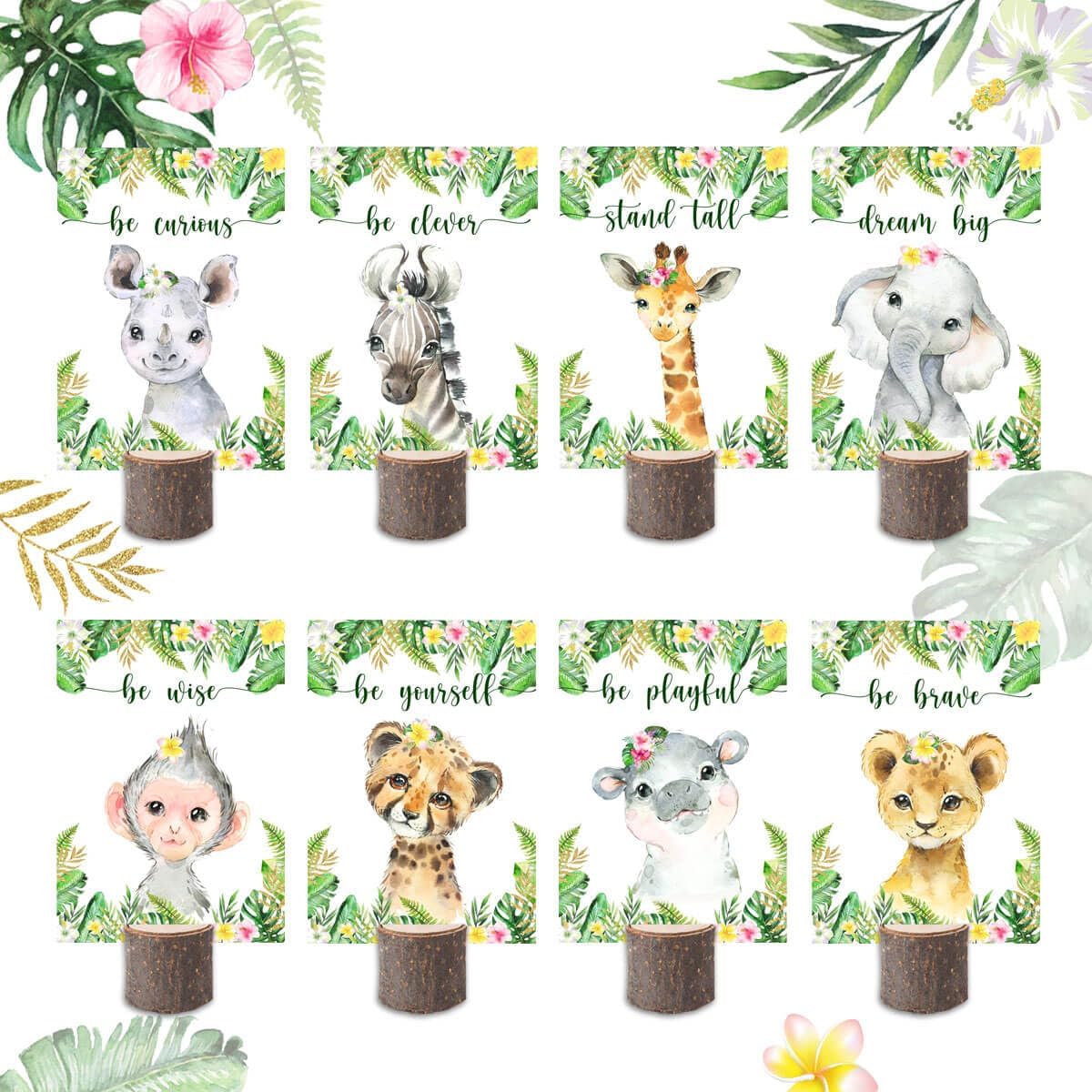 Amazon.com: 16Pcs Pink Jungle Safari Centerpieces and Wooden Stands ...