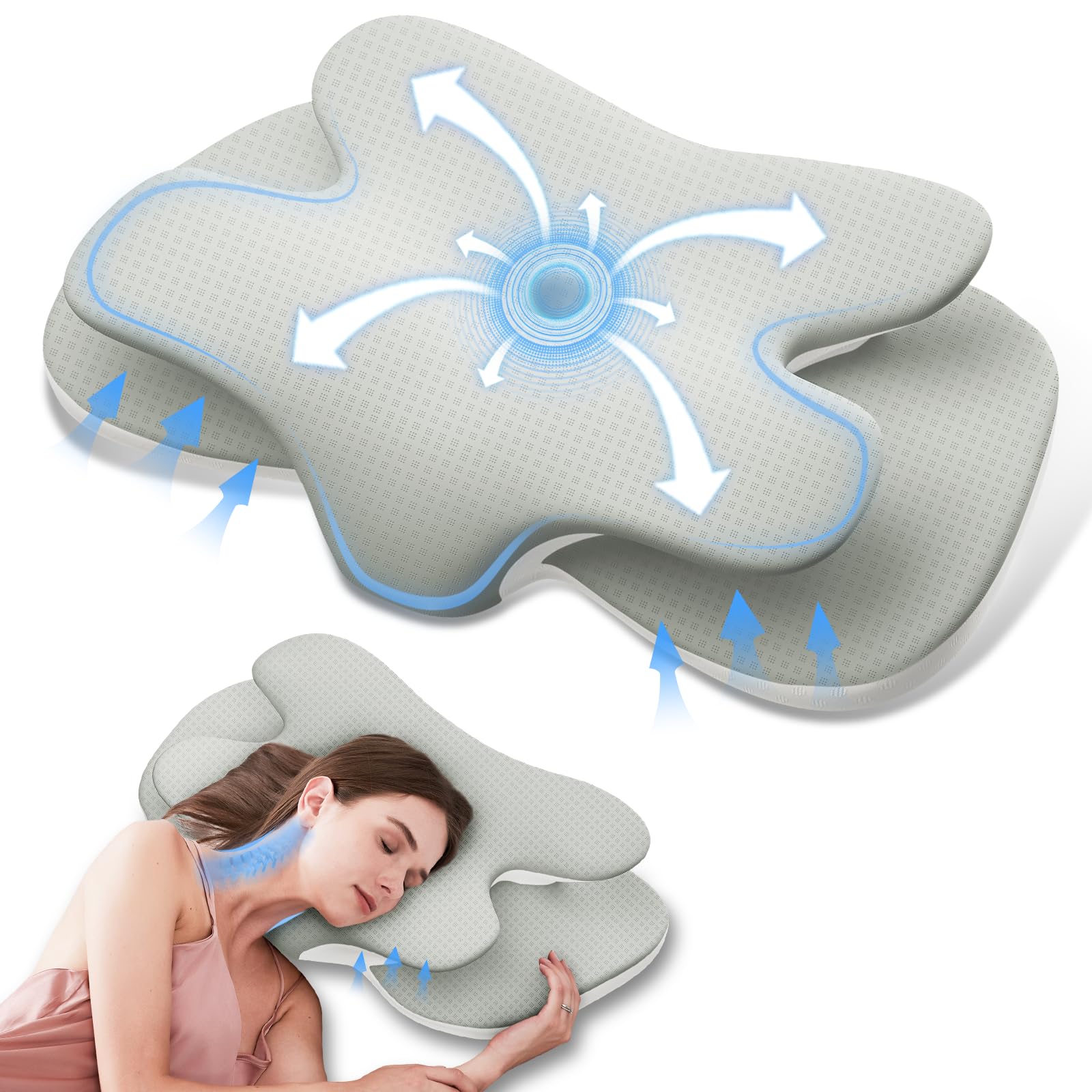 Amazon.com: Neck Pillows, Ergonomic Memory Foam Pillows for Neck Relief ...