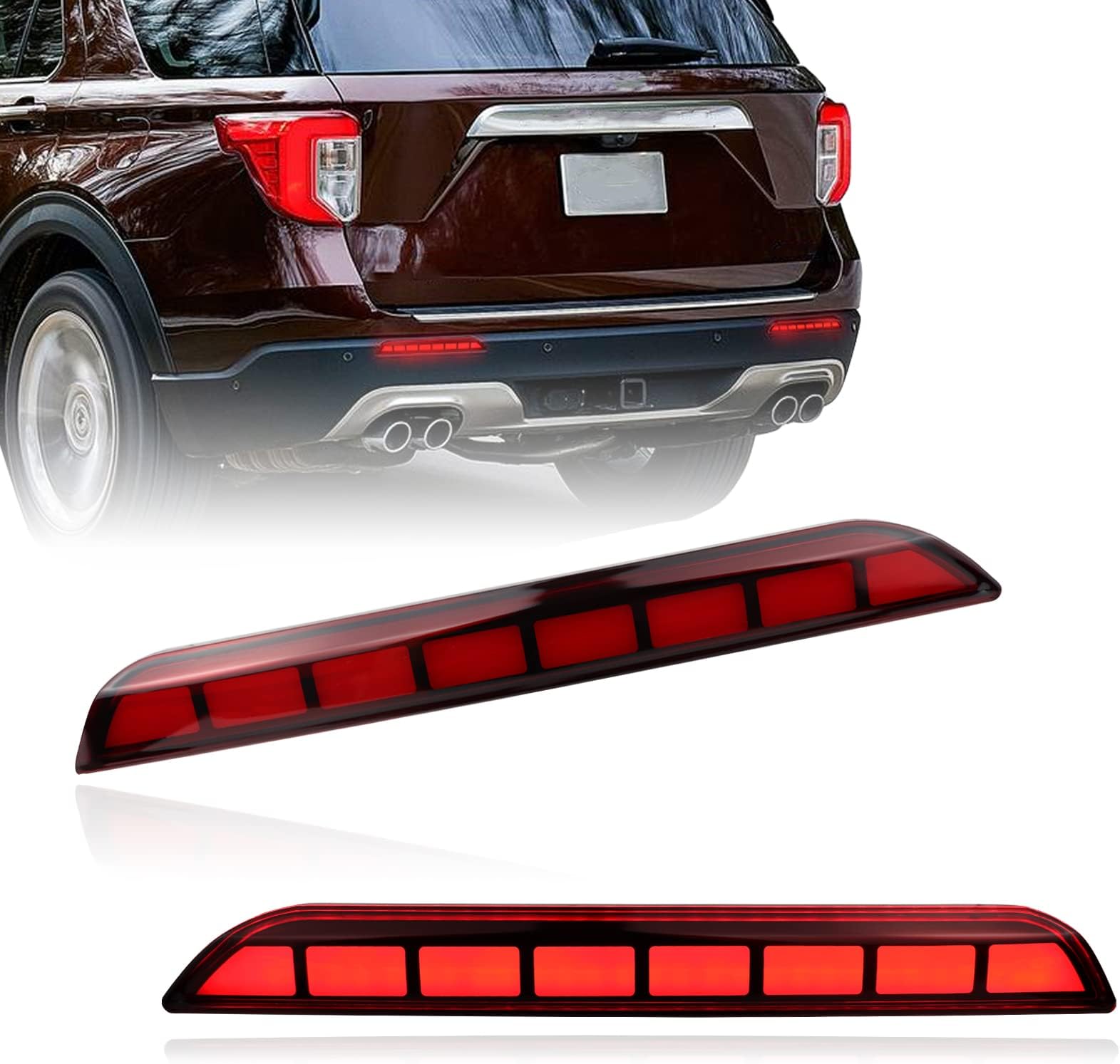Amazon.com: GEEGEETOP Red Lens LED Rear Reflector Bumper Fog Light ...