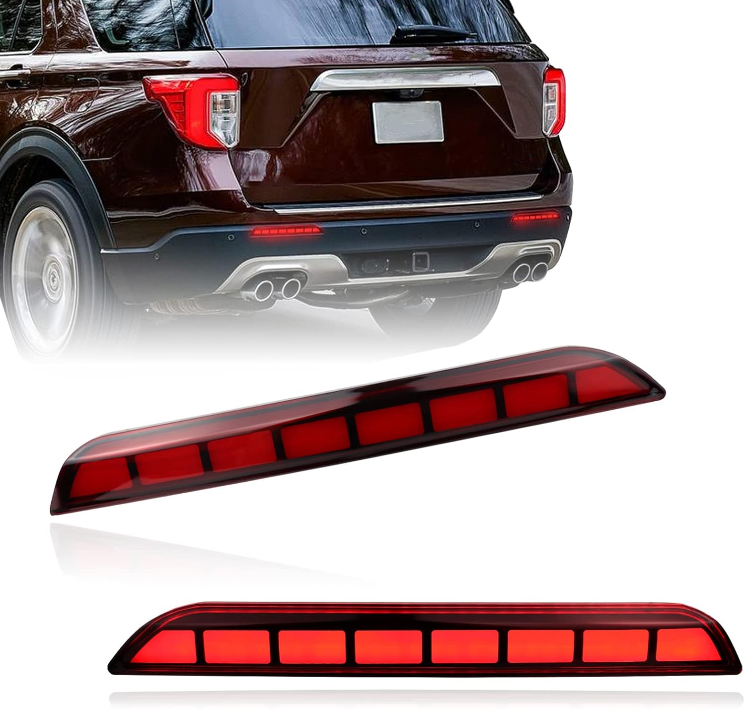 Amazon.com: GEEGEETOP Red Lens LED Rear Reflector Bumper Fog Light ...