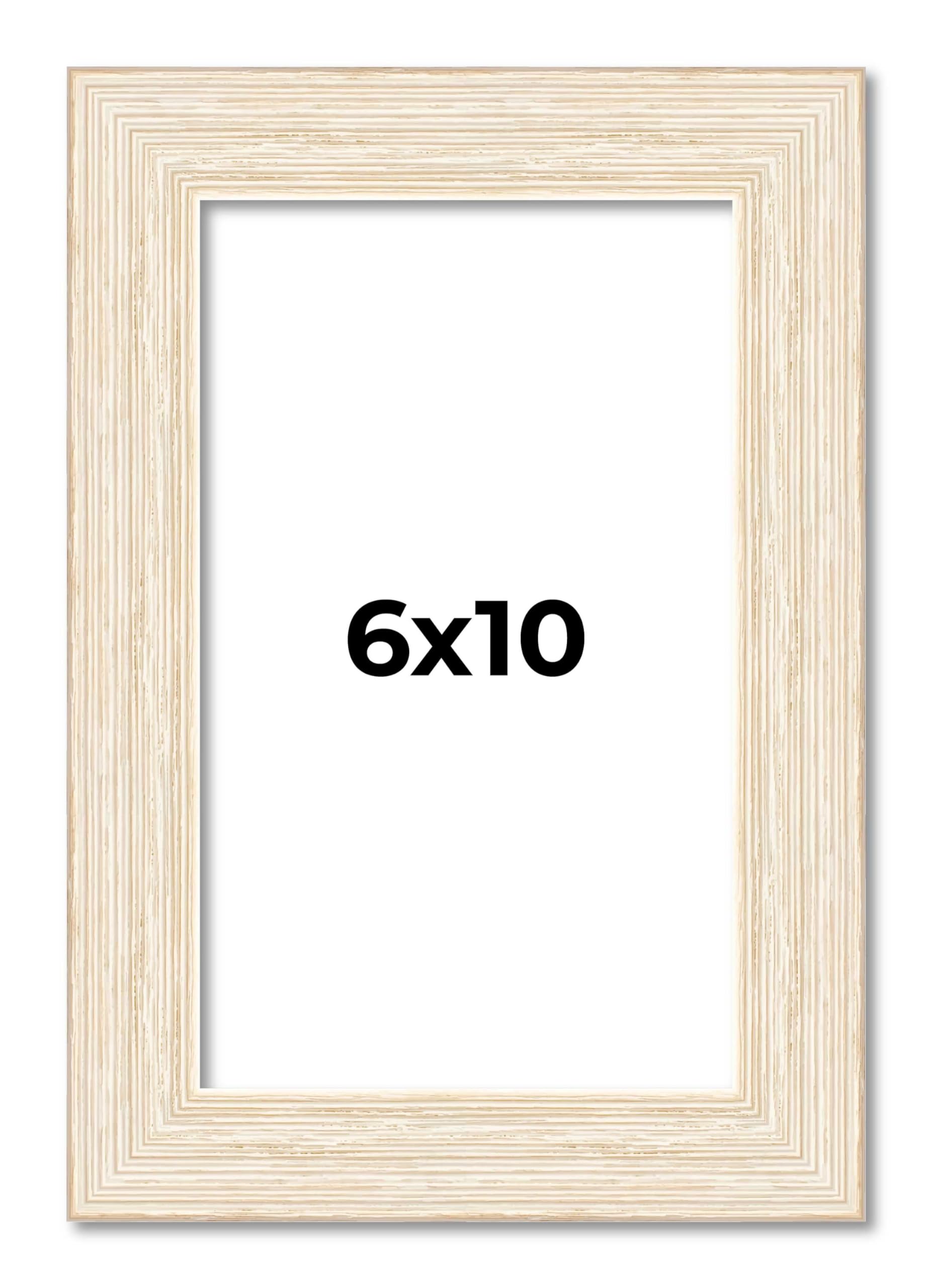 Amazon.com - 6x10 Distressed/Aged White Washed Solid Wood Picture Frame ...