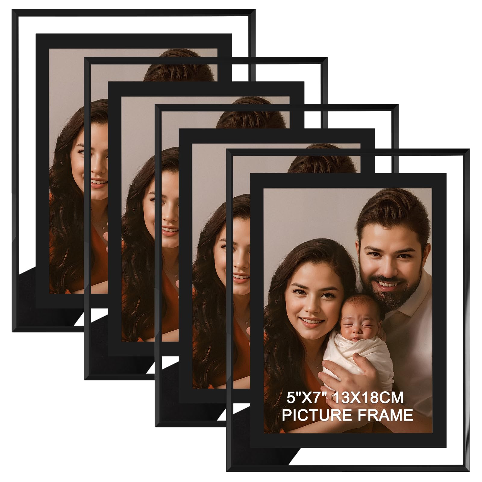 Amazon.com - IZIDDO 5x7 Picture Frames Set of 4,Black Glass Photo Frame ...
