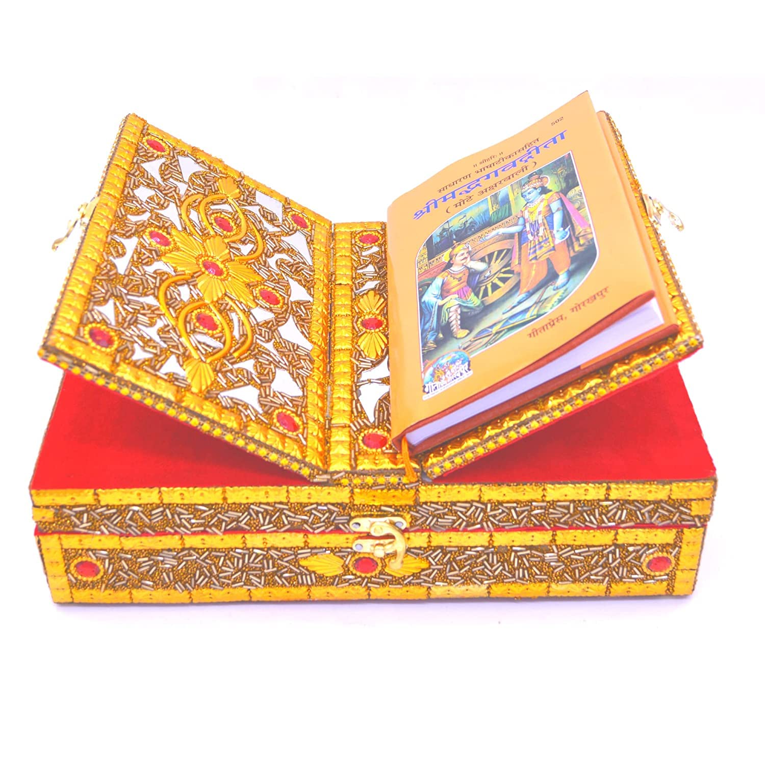 Santarms Handmade Wood Geeta Box for Reading - Geeta Stand Fordable ...