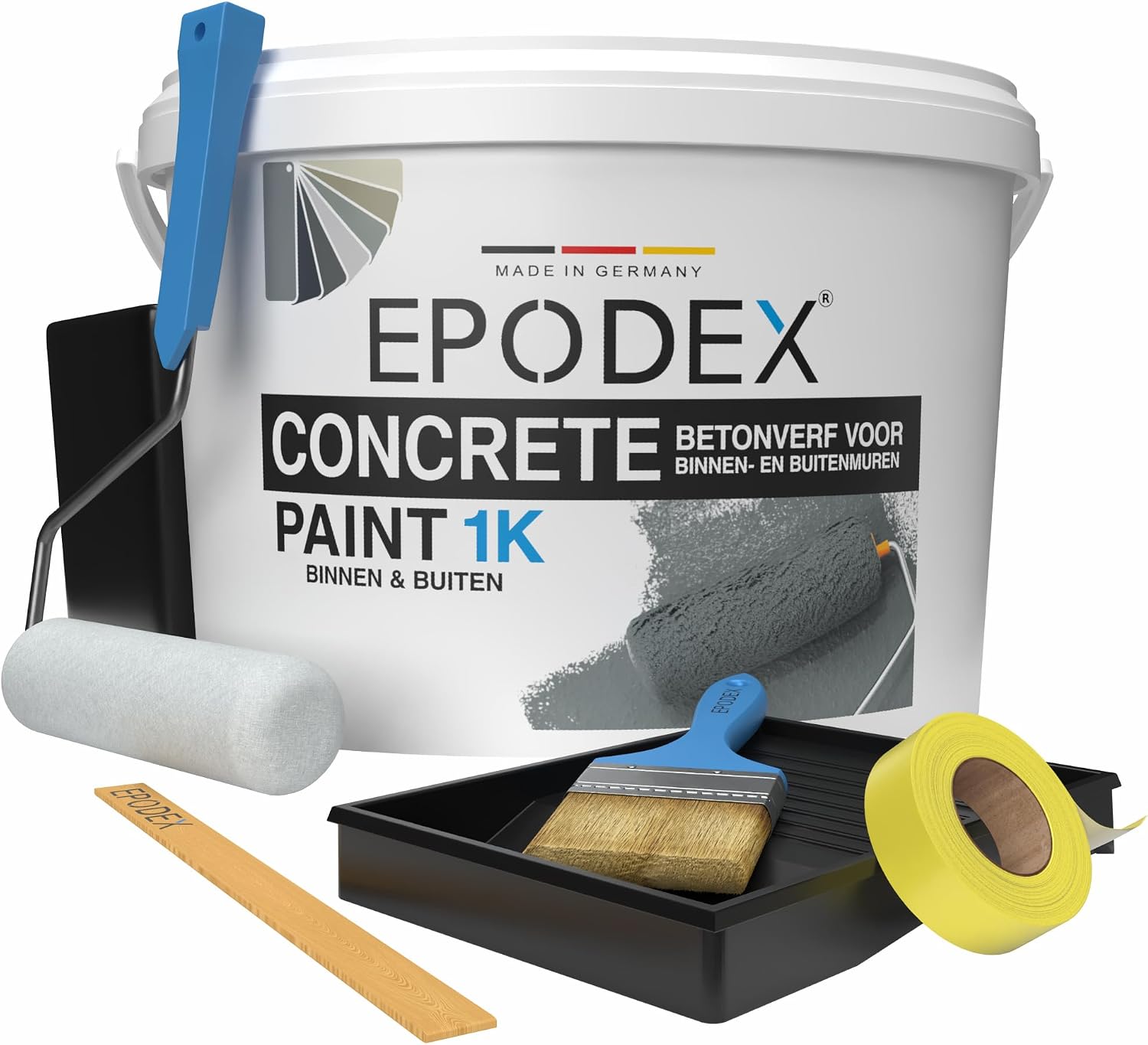 EPODEX 1K Betonverf – Buitenverf voor beton met accessoires – Muur- en ...