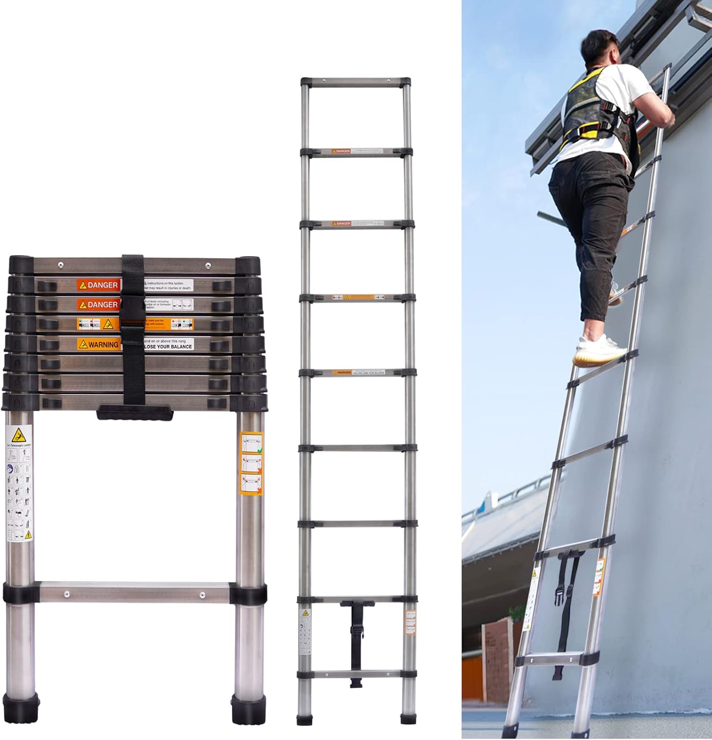 Extension Ladder Heavy Duty Telescoping Ladder, Multi-Use Telescopic ...