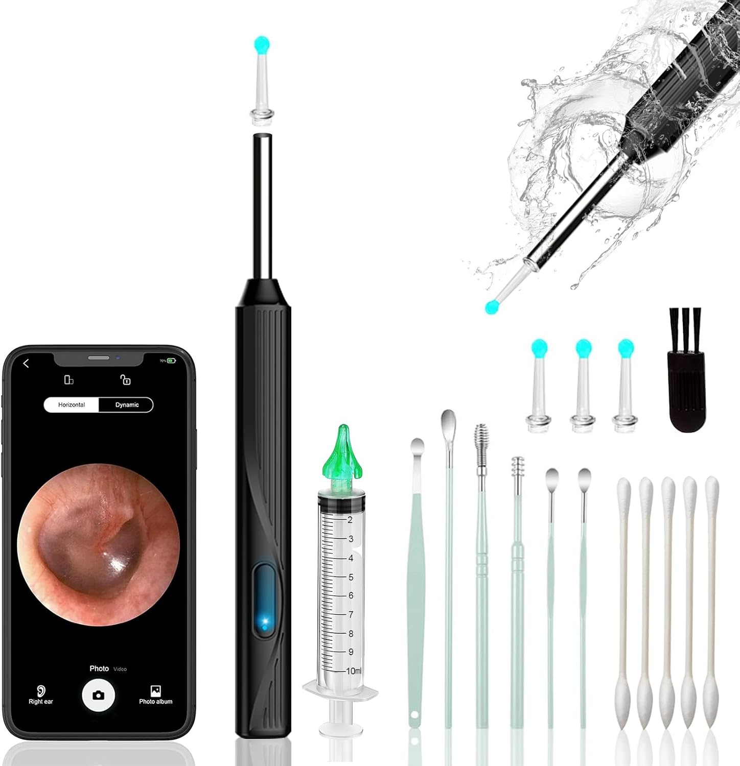 Kit d'extraction de cérumen sans Fil, Nettoyeur d'oreilles avec ...