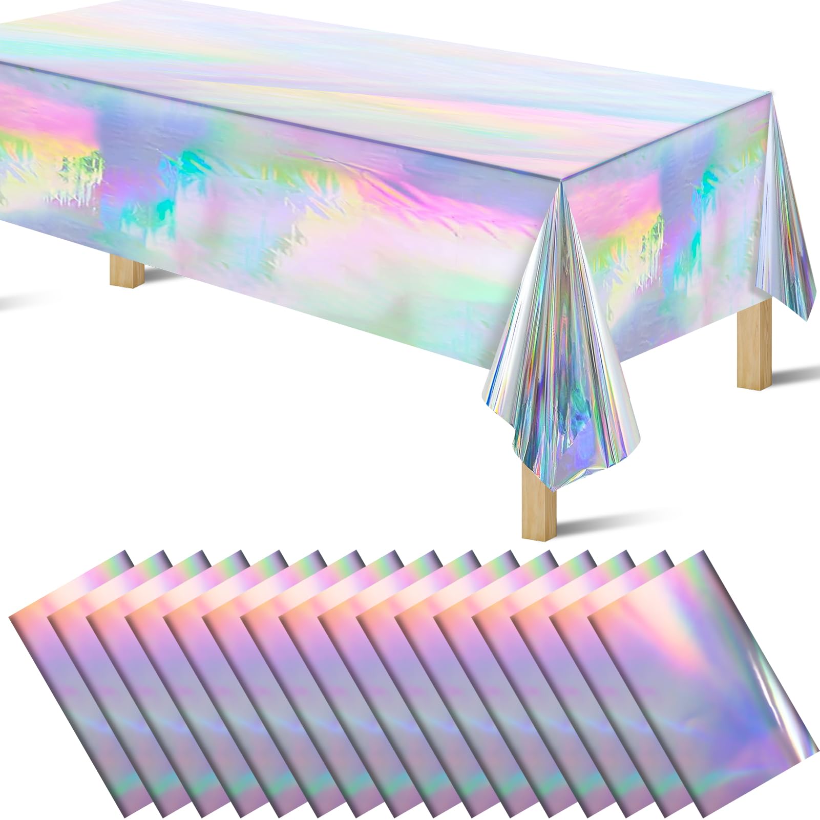 Amazon.com: Iridescent Plastic Tablecloth 54" x 108" Iridescence Party ...
