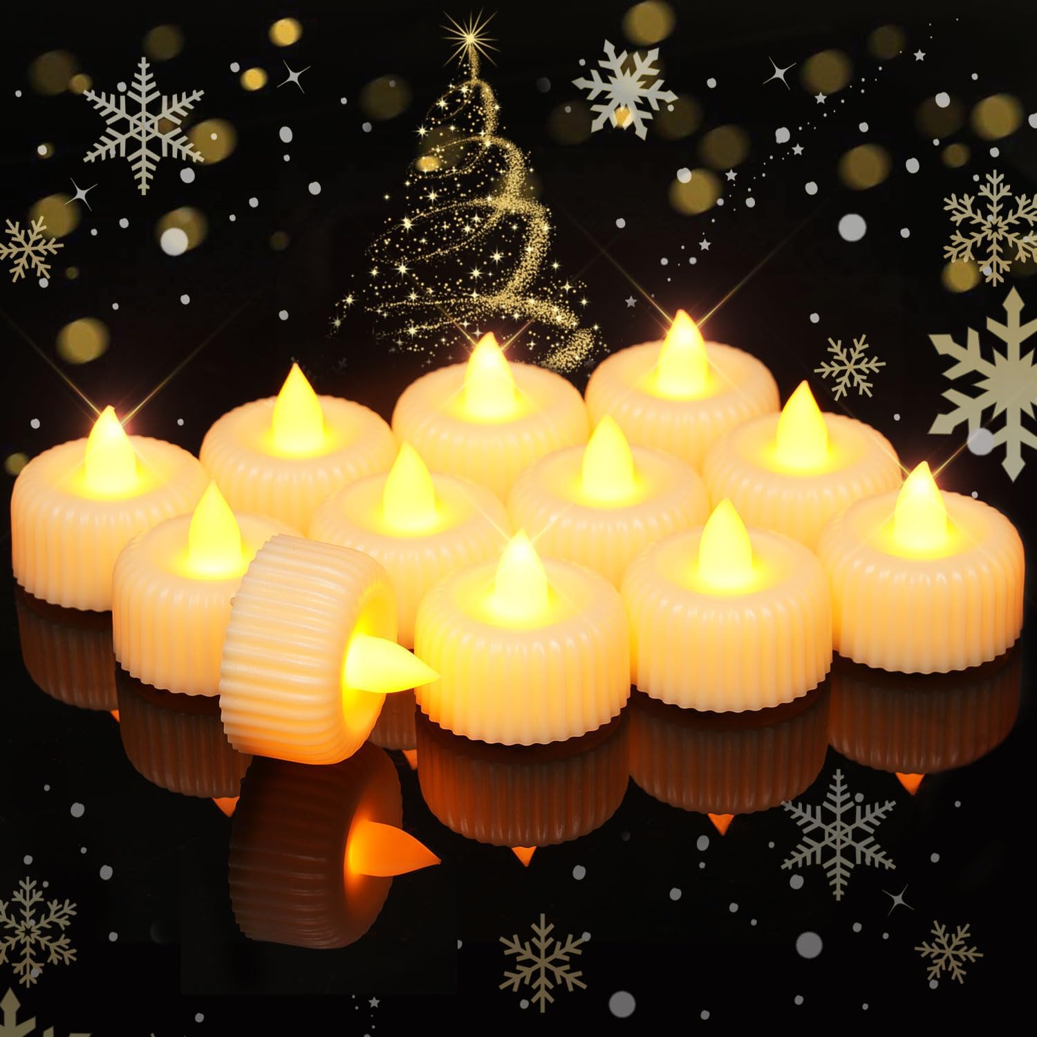 Amazon.com: Raycare 24Pcs Flameless Flickering Tea Lights Candles ...